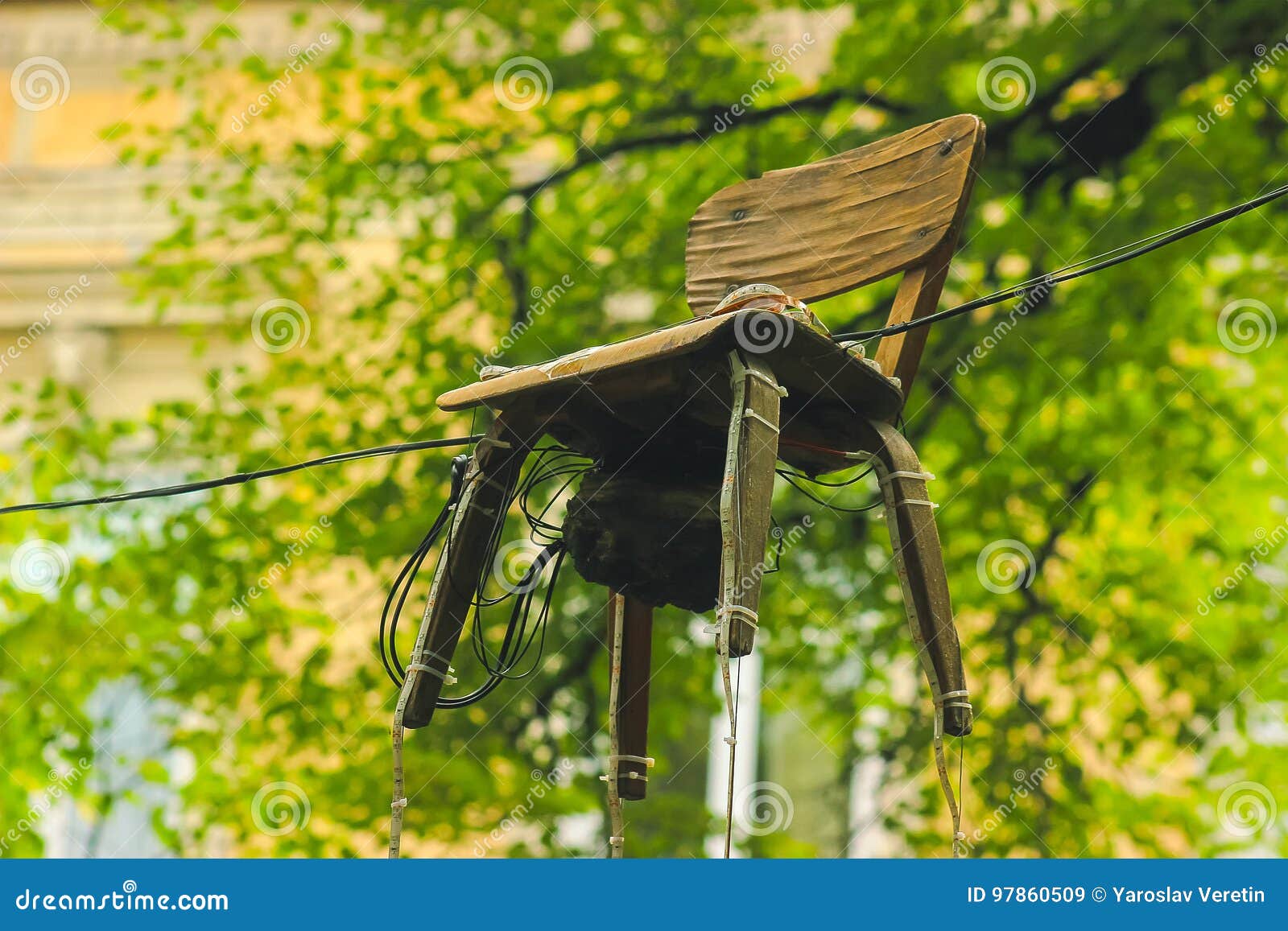 Chair flying in the sky. stock image. Image of design - 97860509