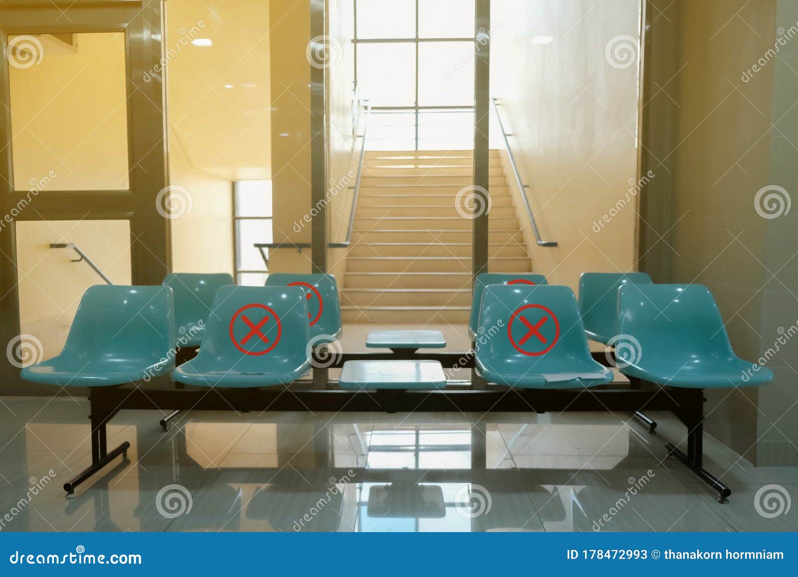 A Chair in Hospital Social Distancing Stock Image - Image of safety ...