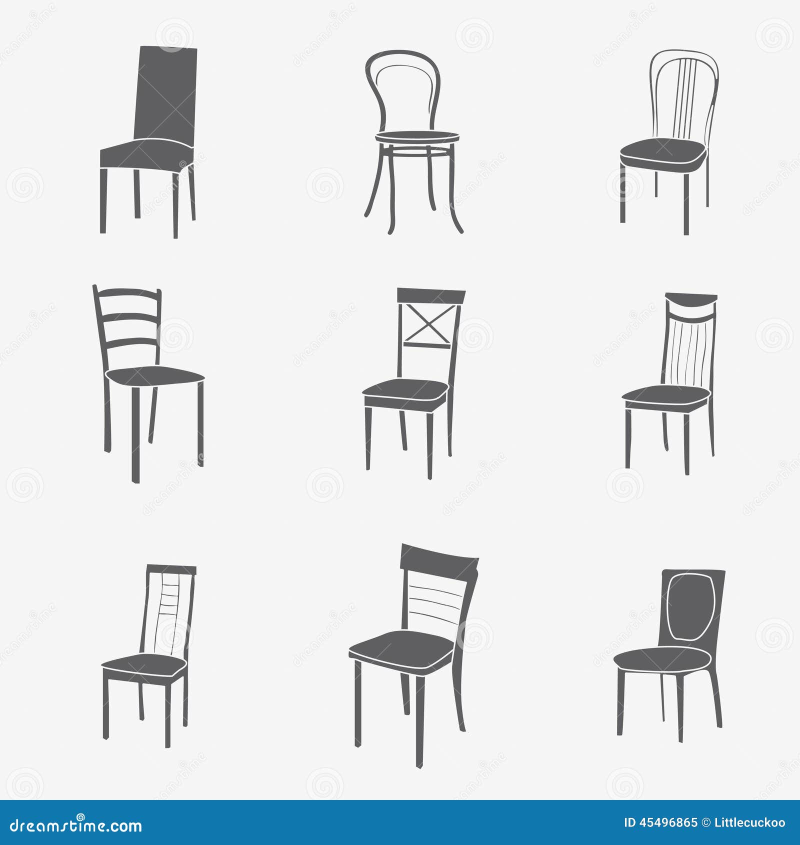 Chair Icon Set. Symbol Furniture Stock Vector - Illustration of ...