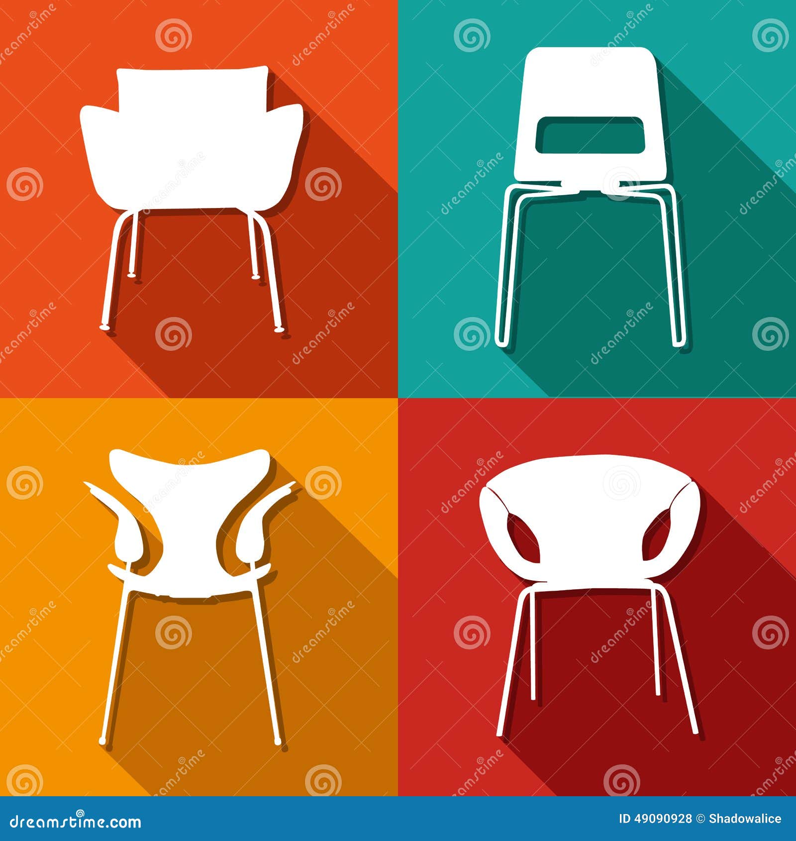 Chair Icons Set Great for Any Use. Vector EPS10 Stock Vector ...