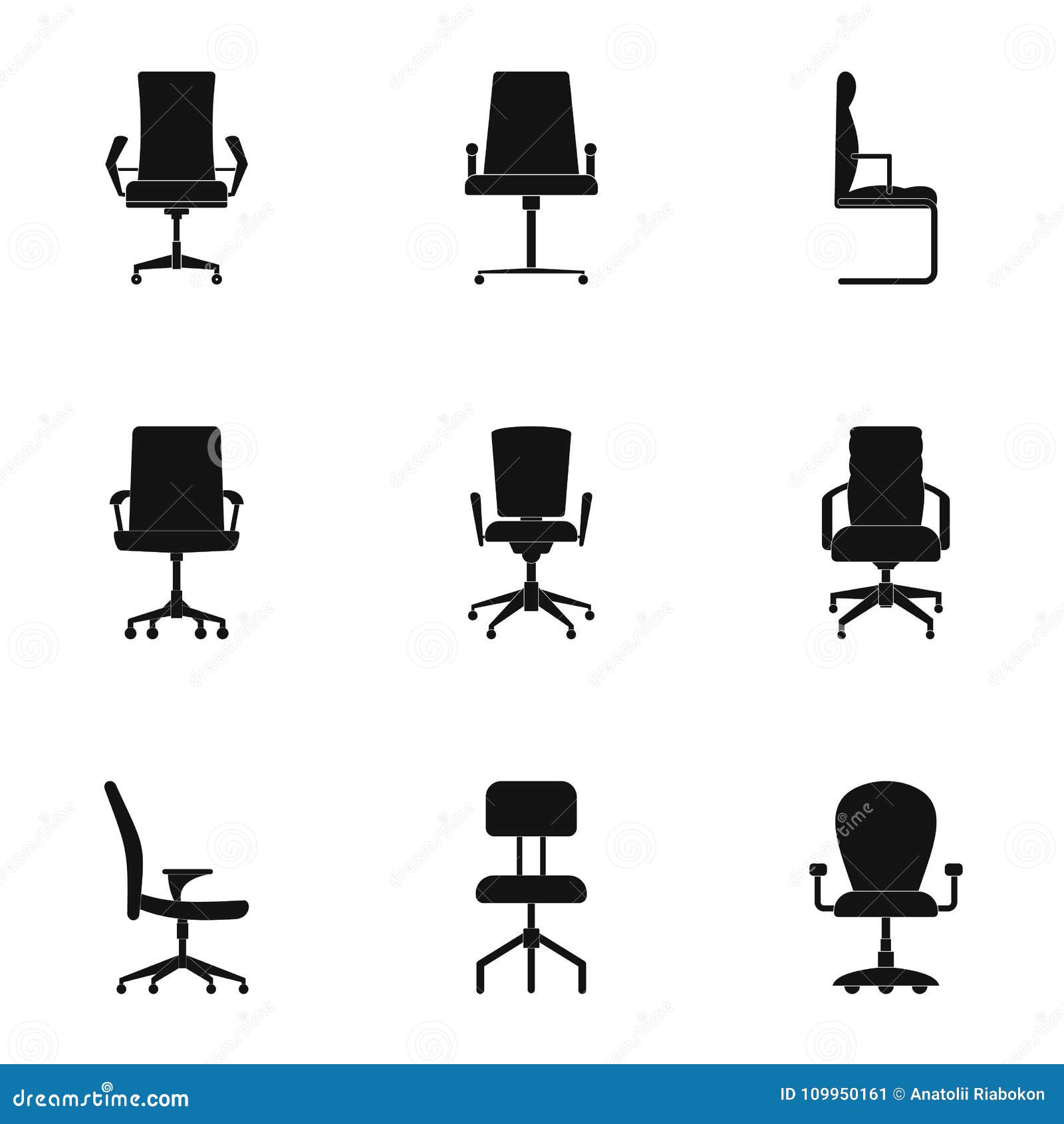 Chair Icons Set, Simple Style Stock Vector - Illustration of black ...