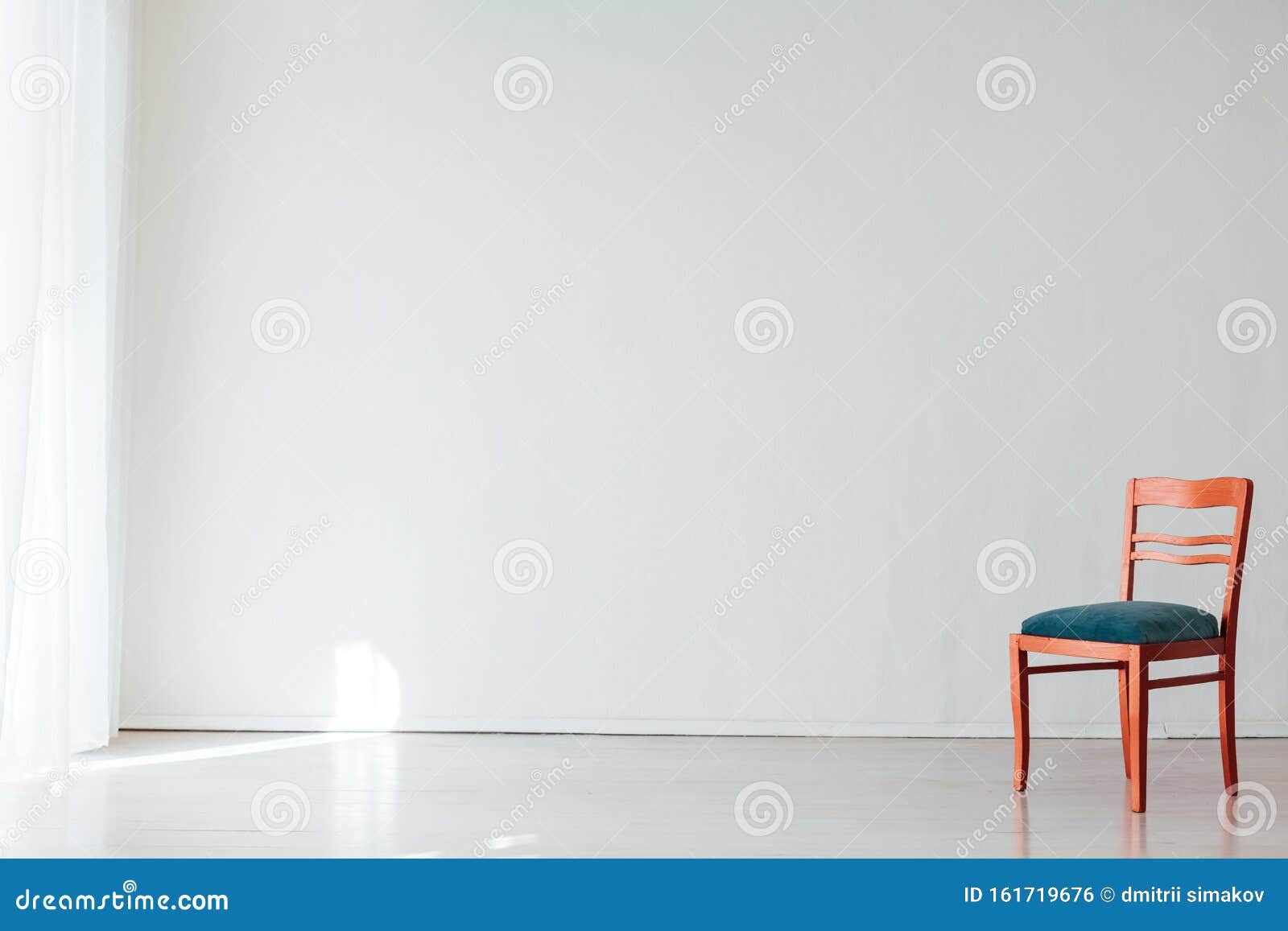 One Chair in the Interior of a White Empty Room Stock Photo - Image of ...