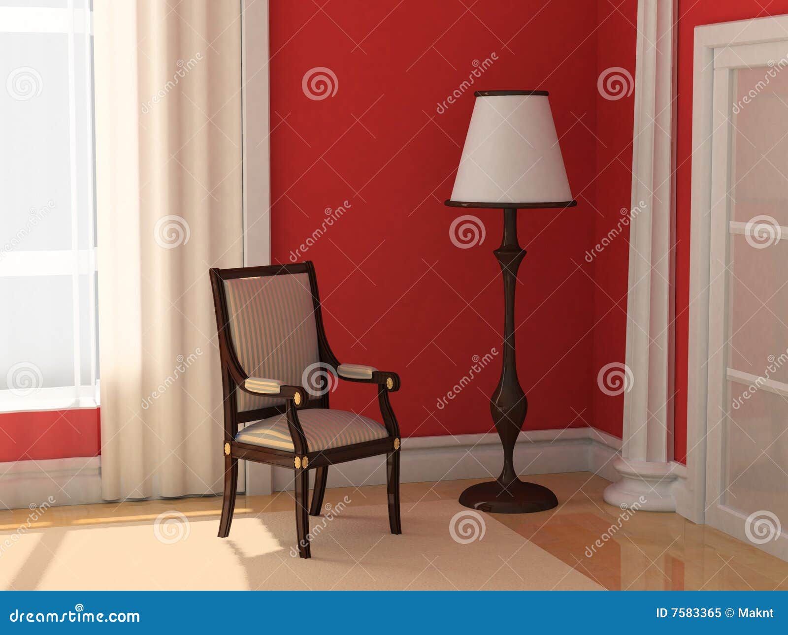Chair and lamp stock illustration. Illustration of coffee - 7583365