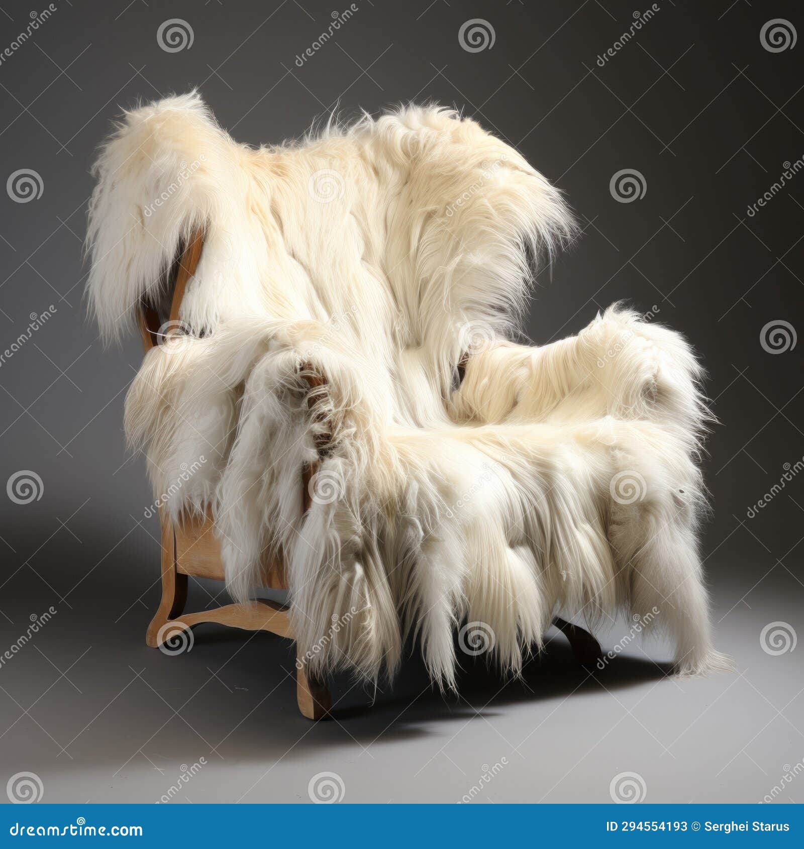 A Chair with a Large White Fur Covering, AI Stock Illustration ...
