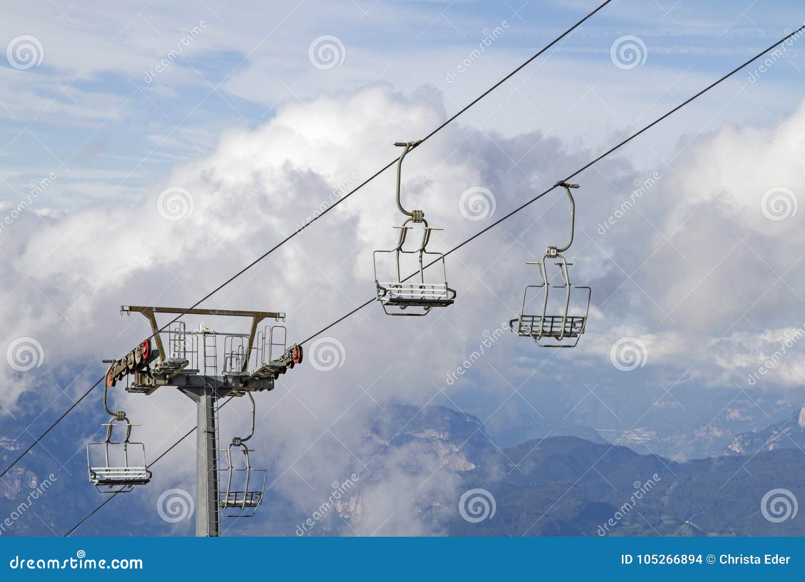 Chair Lift on Monte Bondone Stock Photo - Image of cloudy, uphill ...