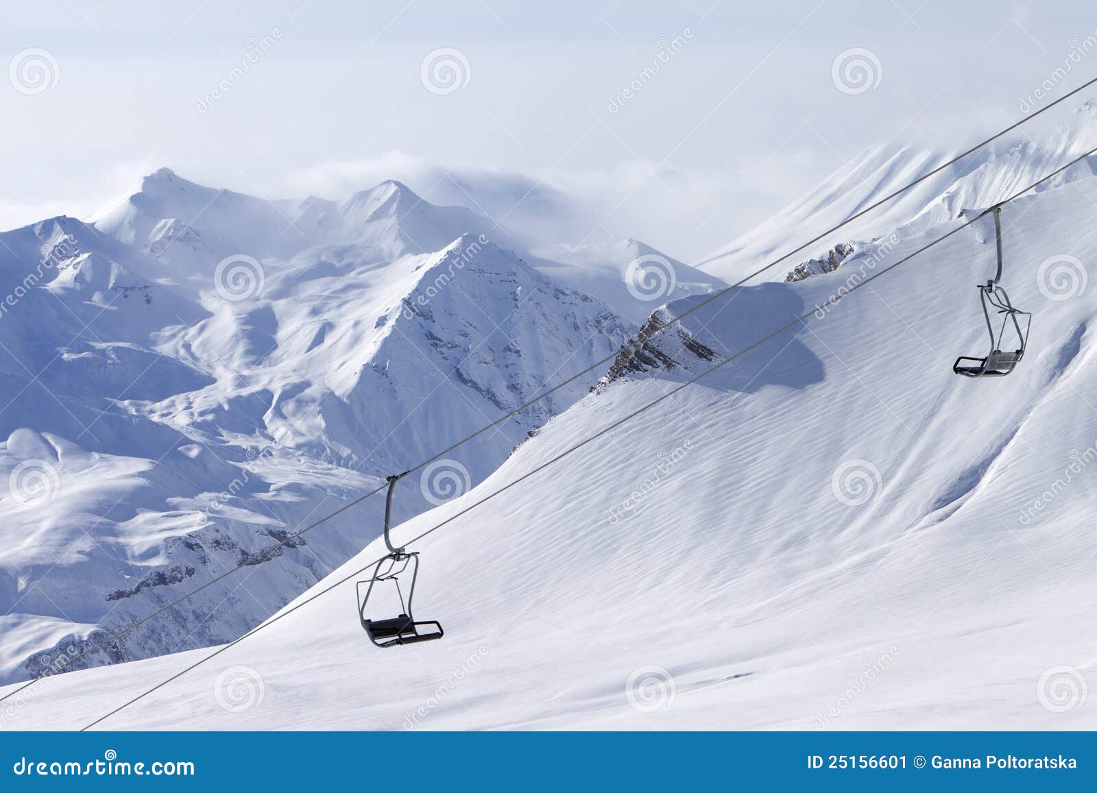Chair lift at ski resort stock image. Image of capped - 25156601