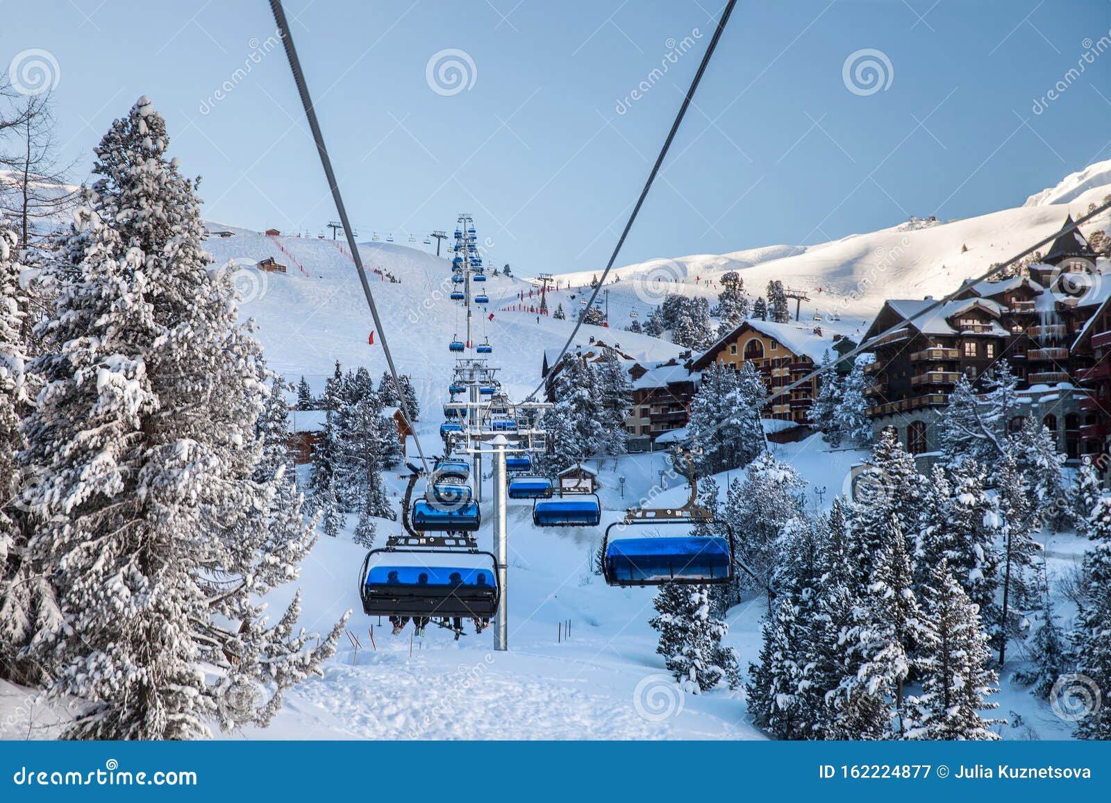 Chair Lift at the Ski Resort in Mountain Stock Image - Image of scenery ...