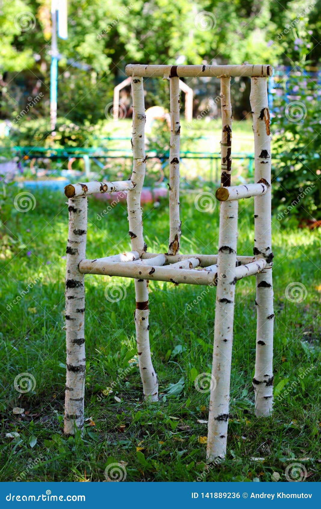 Chair made of birch twigs. stock photo. Image of twigs - 141889236