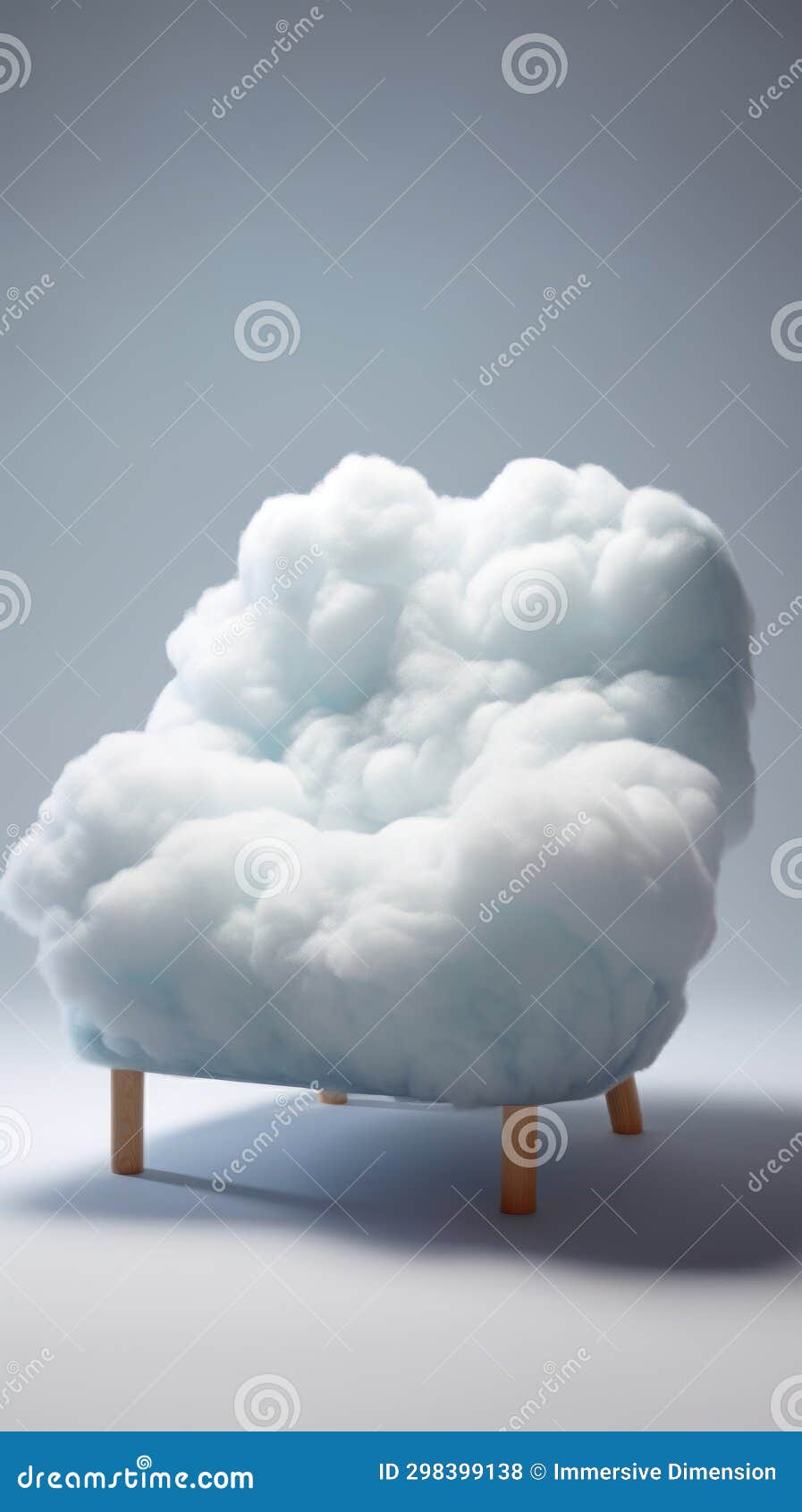Chair Made of Clouds, Cloud Chair on White Background. Dreamy Cloud ...
