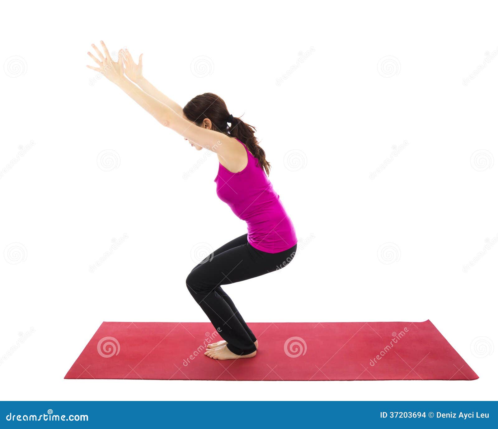 Chair Pose or Powerful Pose in Yoga Stock Photo - Image of female ...