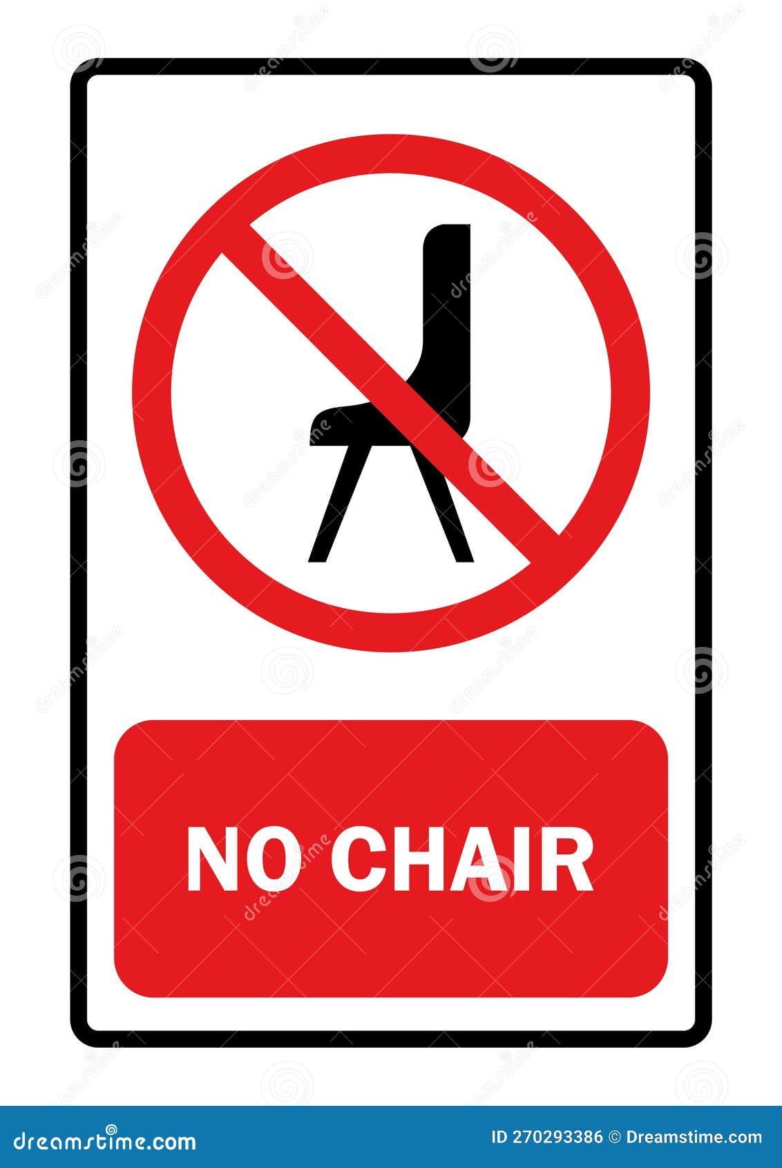 Chair Prohibition Sign Vector Illustration. Stock Illustration - Illustration of dangerous ...