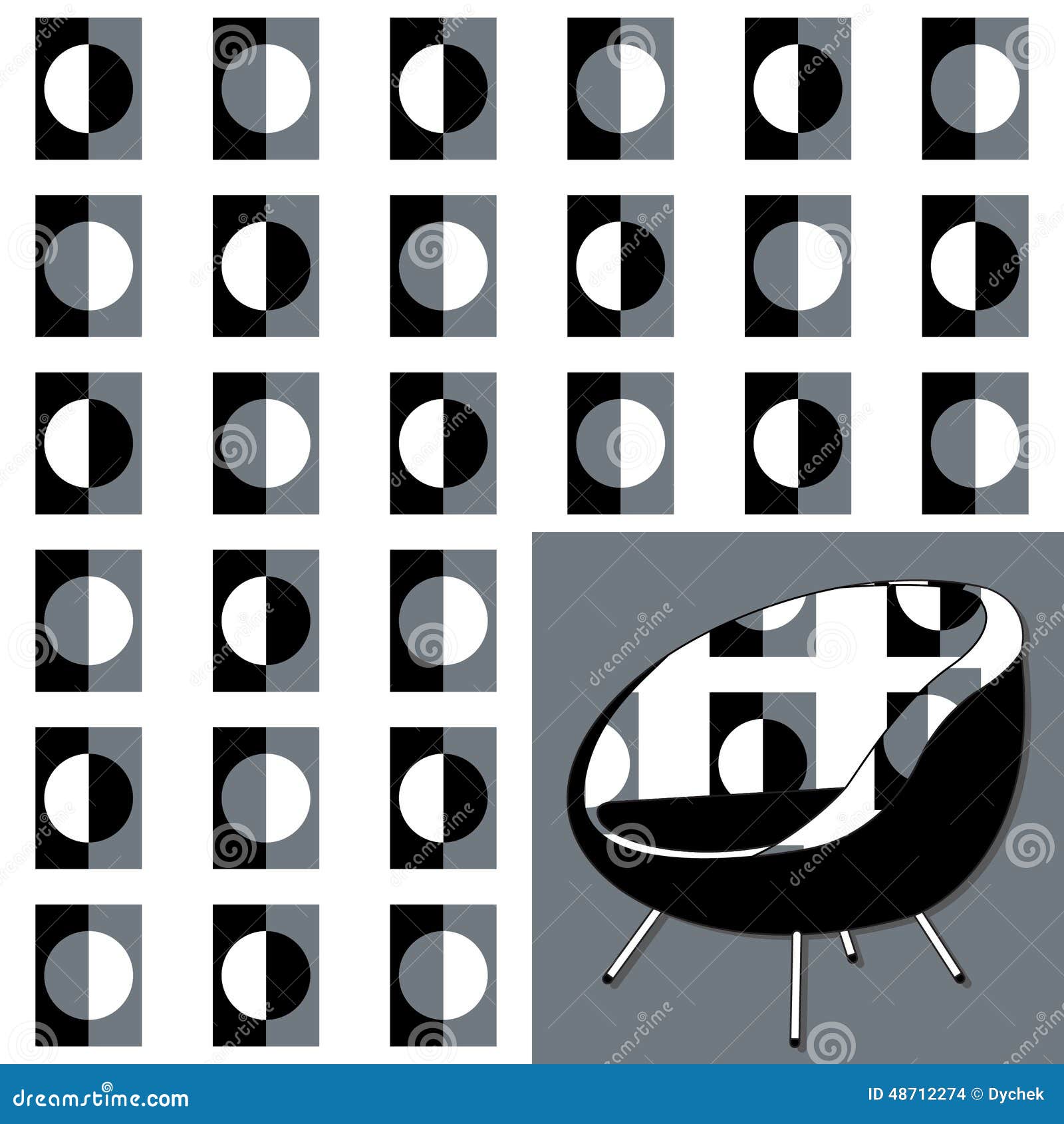 The Chair and Seamless Pattern. Stock Vector - Illustration of black ...