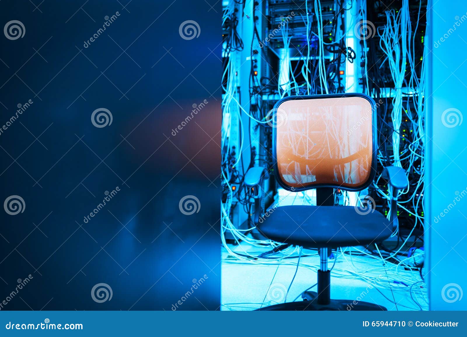 Chair in the server room stock photo. Image of connection - 65944710