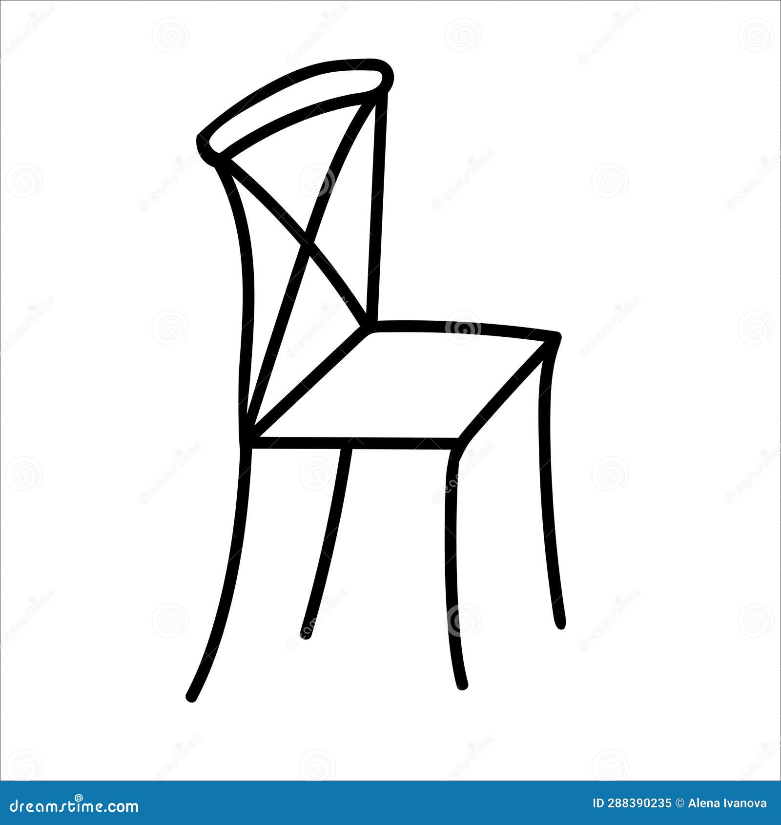Chair Side View Vector Doodle Hand Drawn Illustration Isolated on White ...