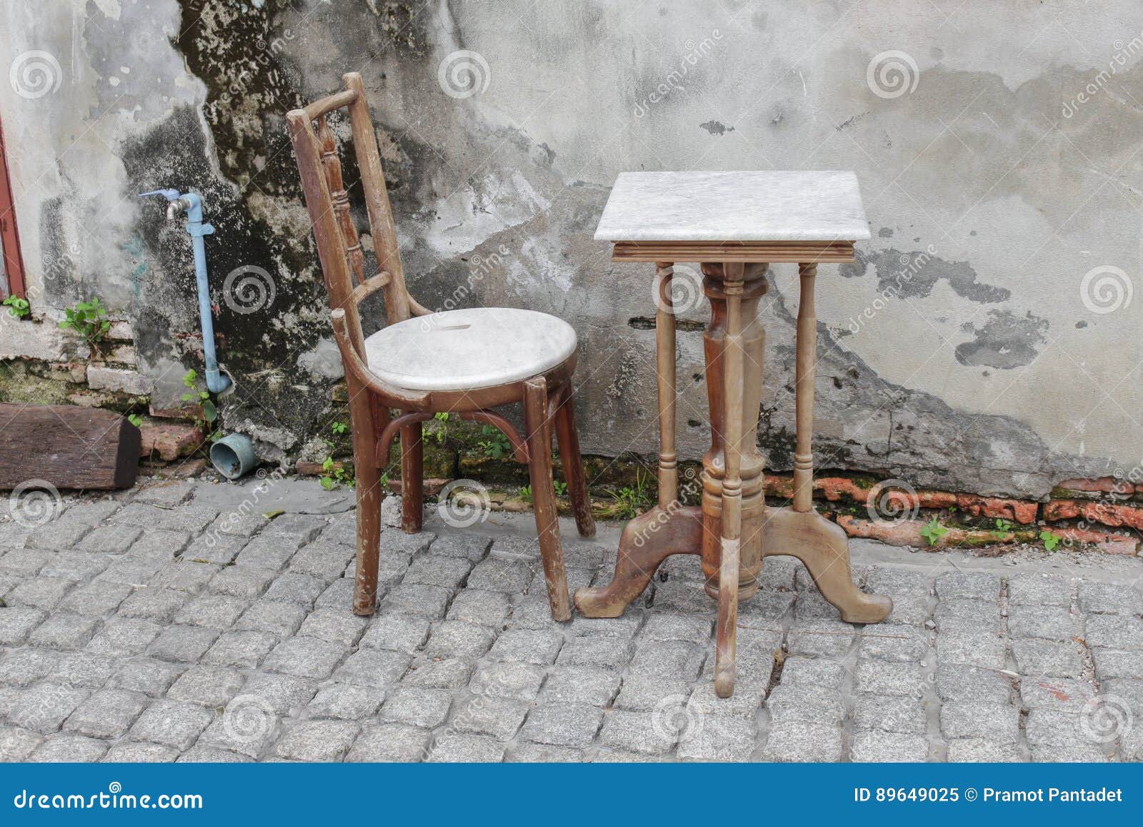 Chair and Table Ancient at the Background is the Old Wall Stock Image ...