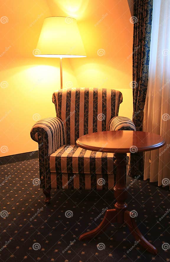 Chair,table and lamp stock image. Image of cozy, lamp - 23842729