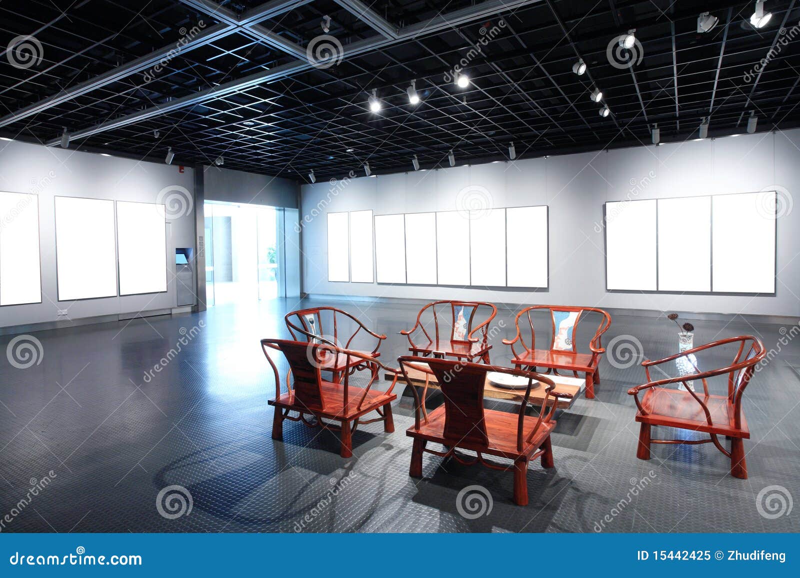 Chair and table in museum stock image. Image of illuminated - 15442425