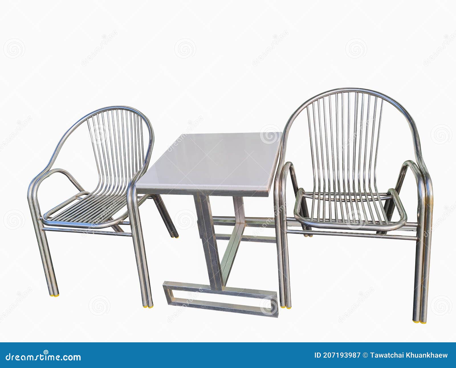 Chair and Table Set on Isolated White Background Stock Image - Image of ...