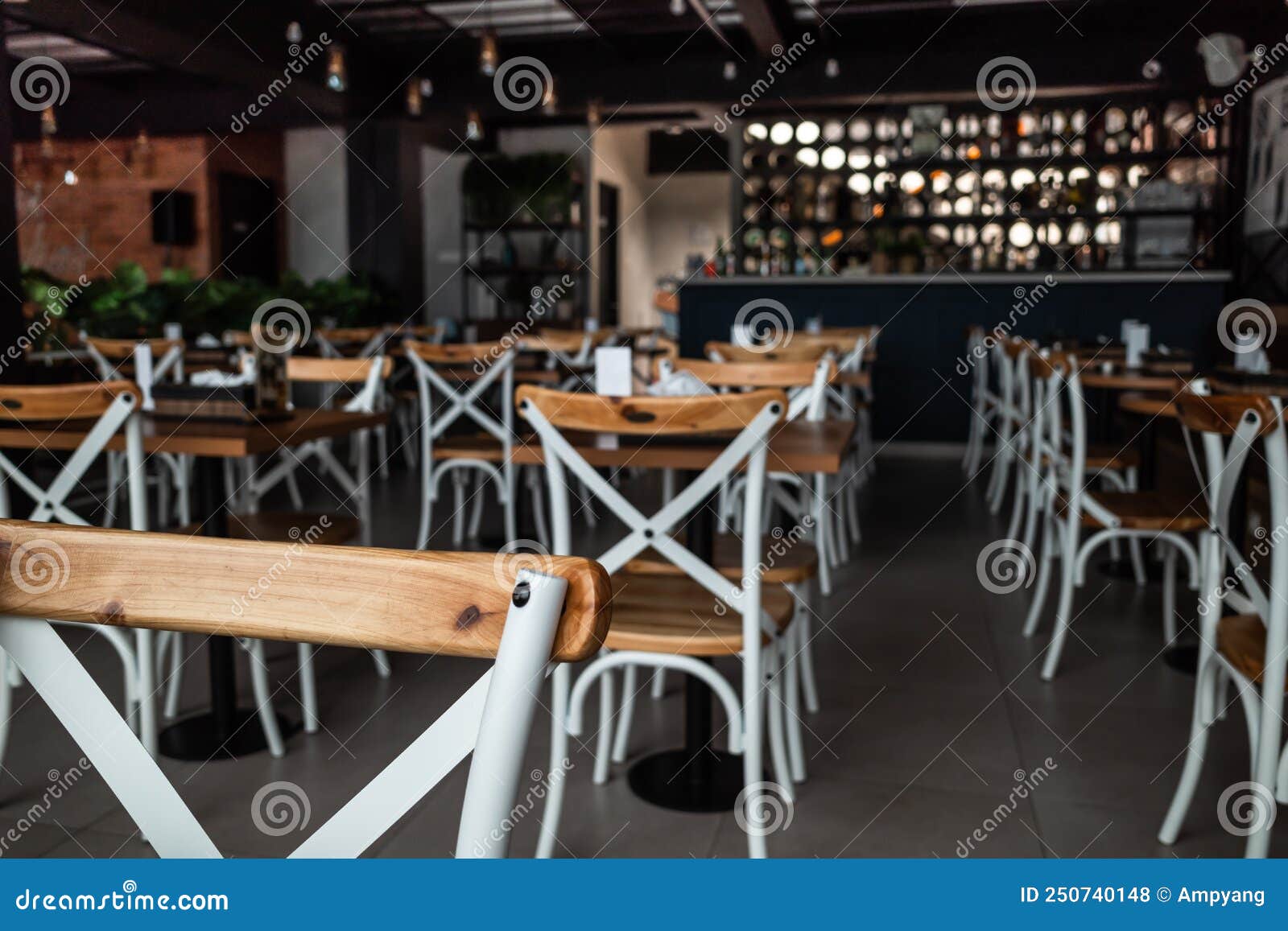 Chairs and Tables Set Up at an Empty CafÃ© Stock Photo - Image of empty ...