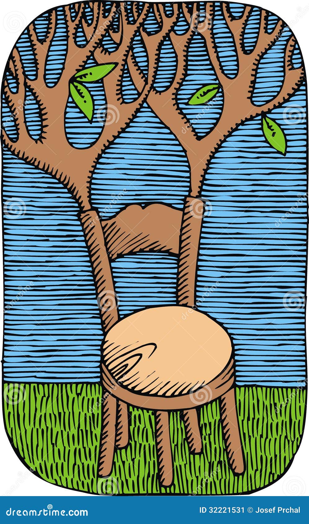 Chair and trees stock vector. Illustration of blue, pose - 32221531