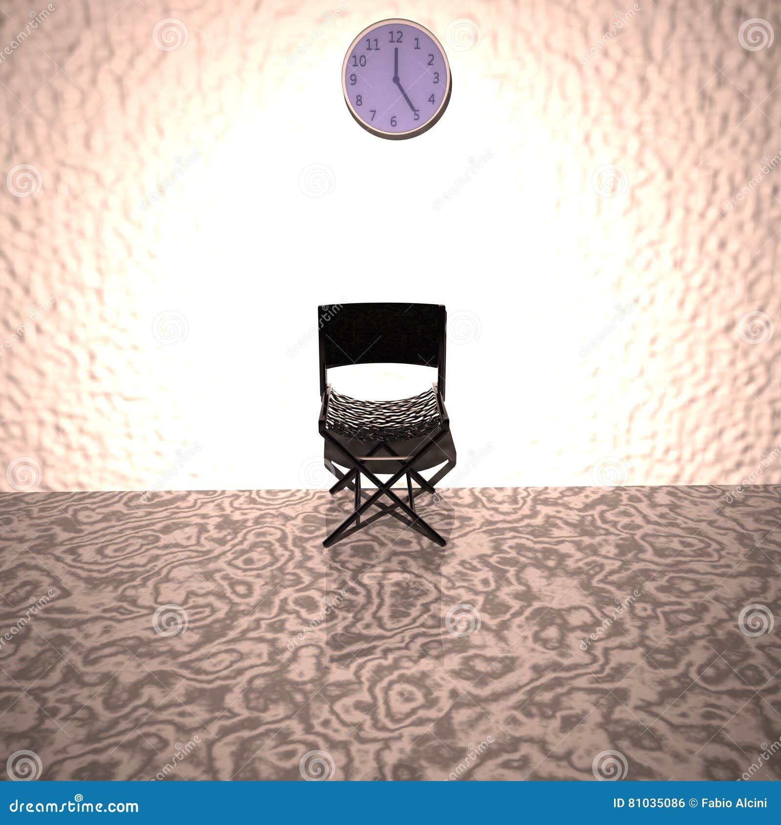 Chair Under a Clock, Waiting Room Stock Illustration - Illustration of ...
