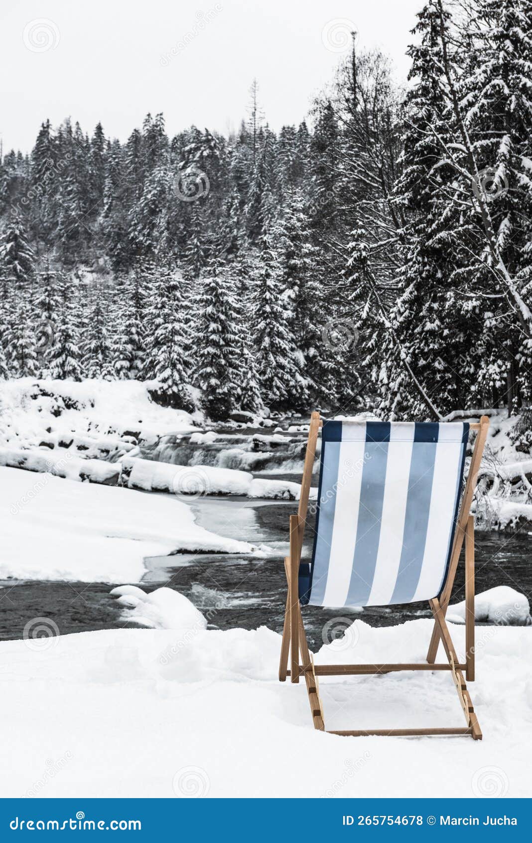 Chair in Winter Landscape, Relaxing in Nature Concept Stock Photo ...