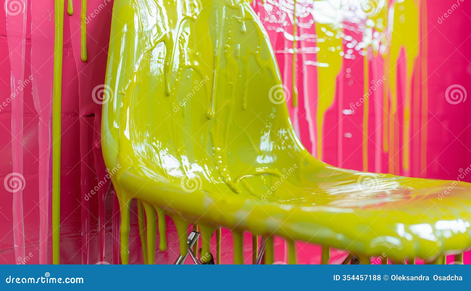A Chair with Yellow Paint Dripping on it Stock Photo - Image of dripped ...