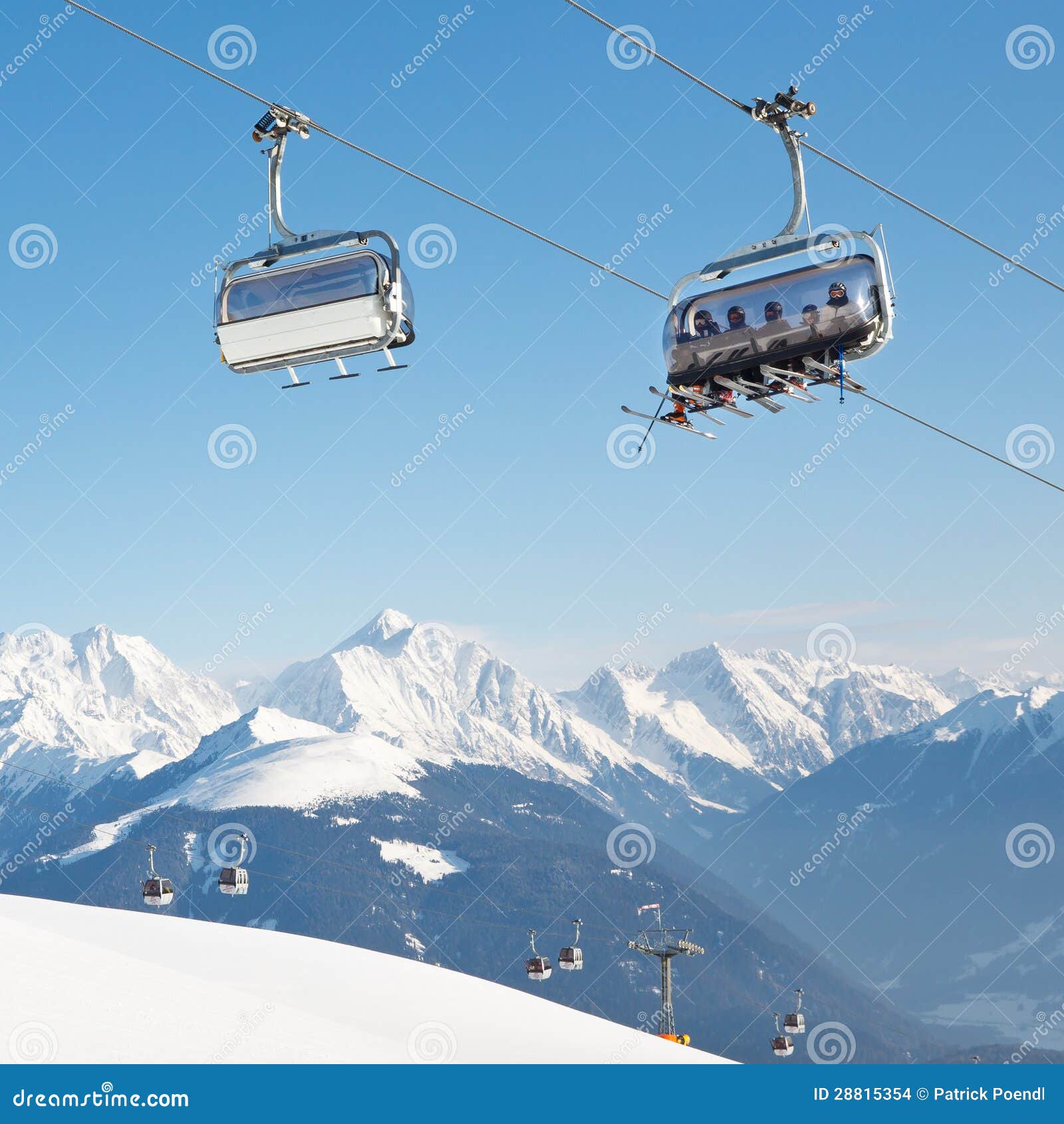 Chairlift at Alpine Ski Resort Stock Photo - Image of pustertal ...
