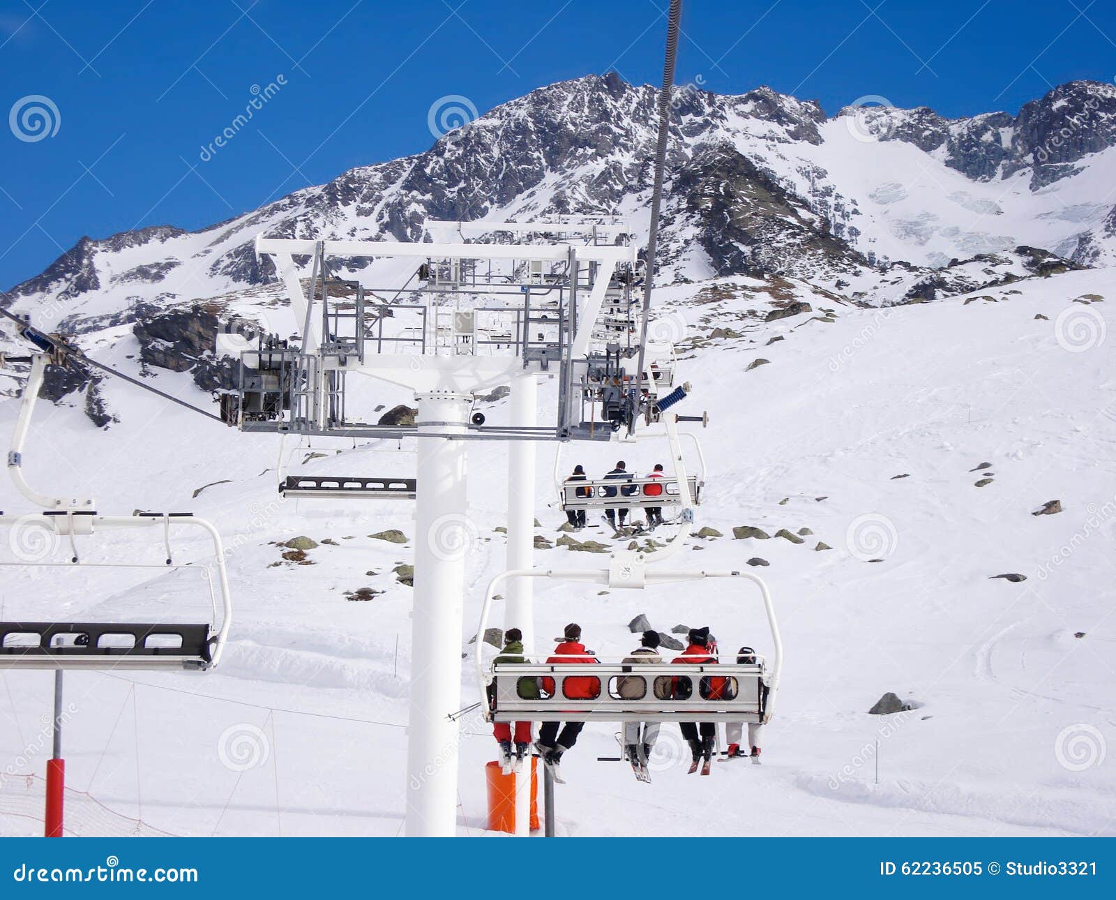 Chairlift in Mountains Under Snow Stock Image - Image of alpine, resort ...