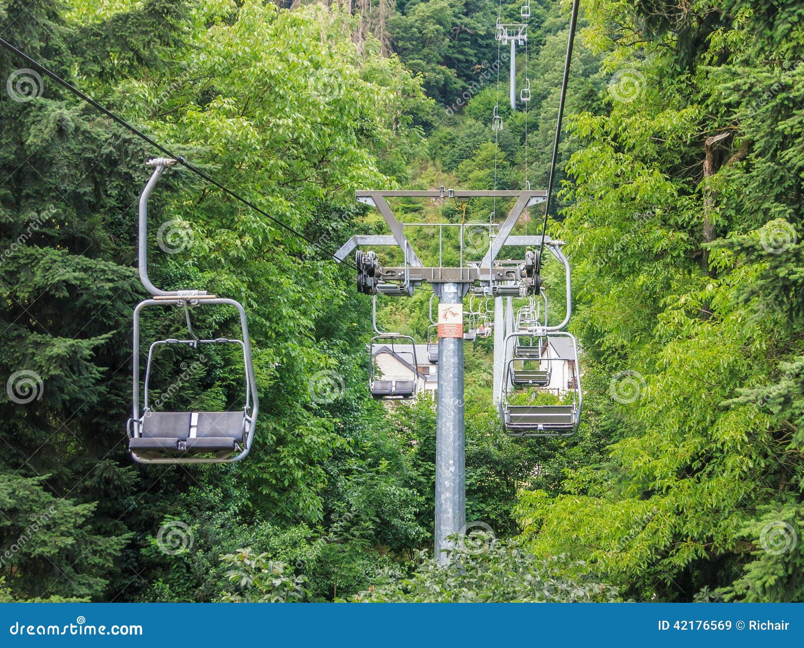 Chairlift in operation stock image. Image of moving, mast - 42176569