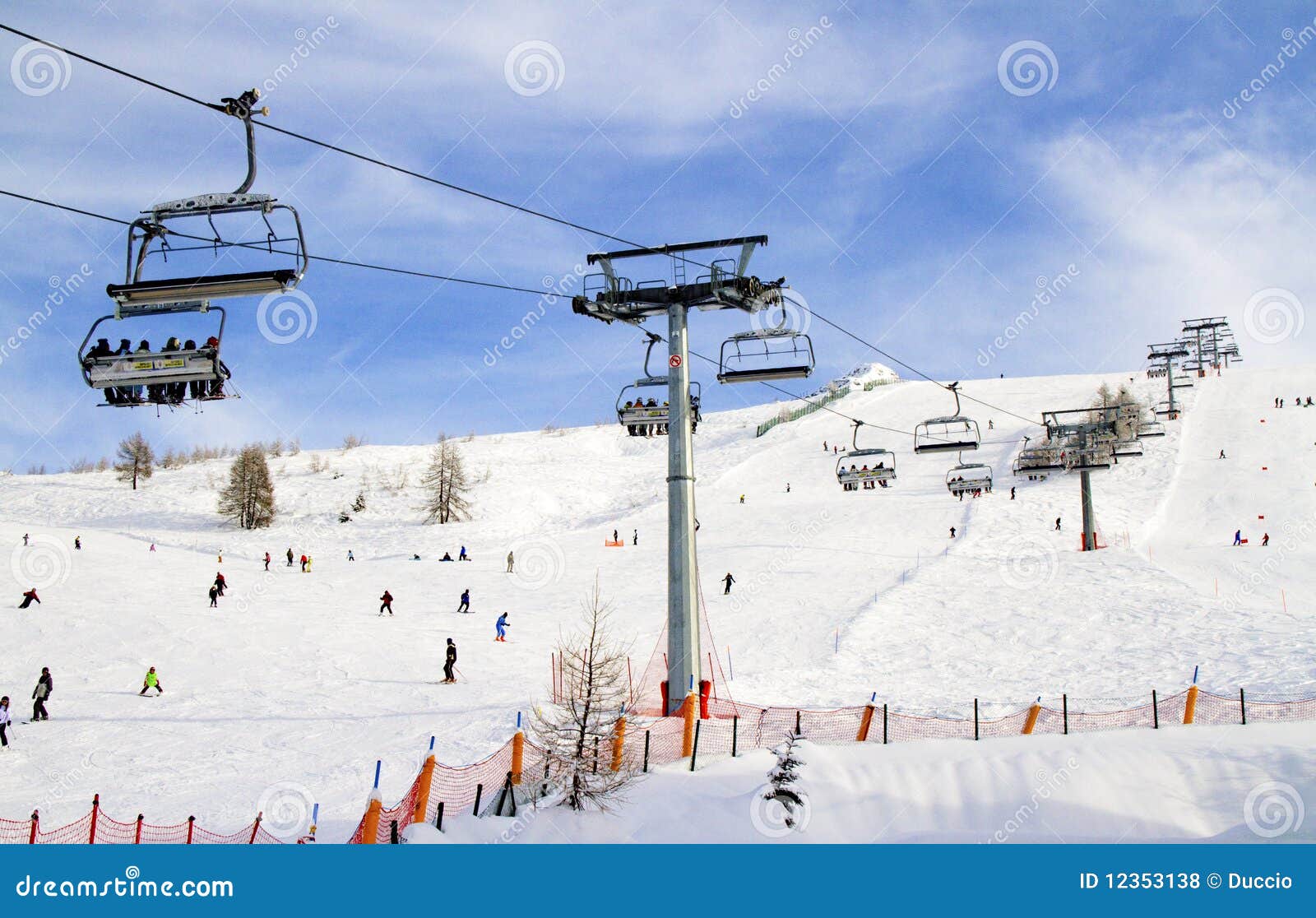 Chairlift in the snow stock photo. Image of sport, tourist - 12353138