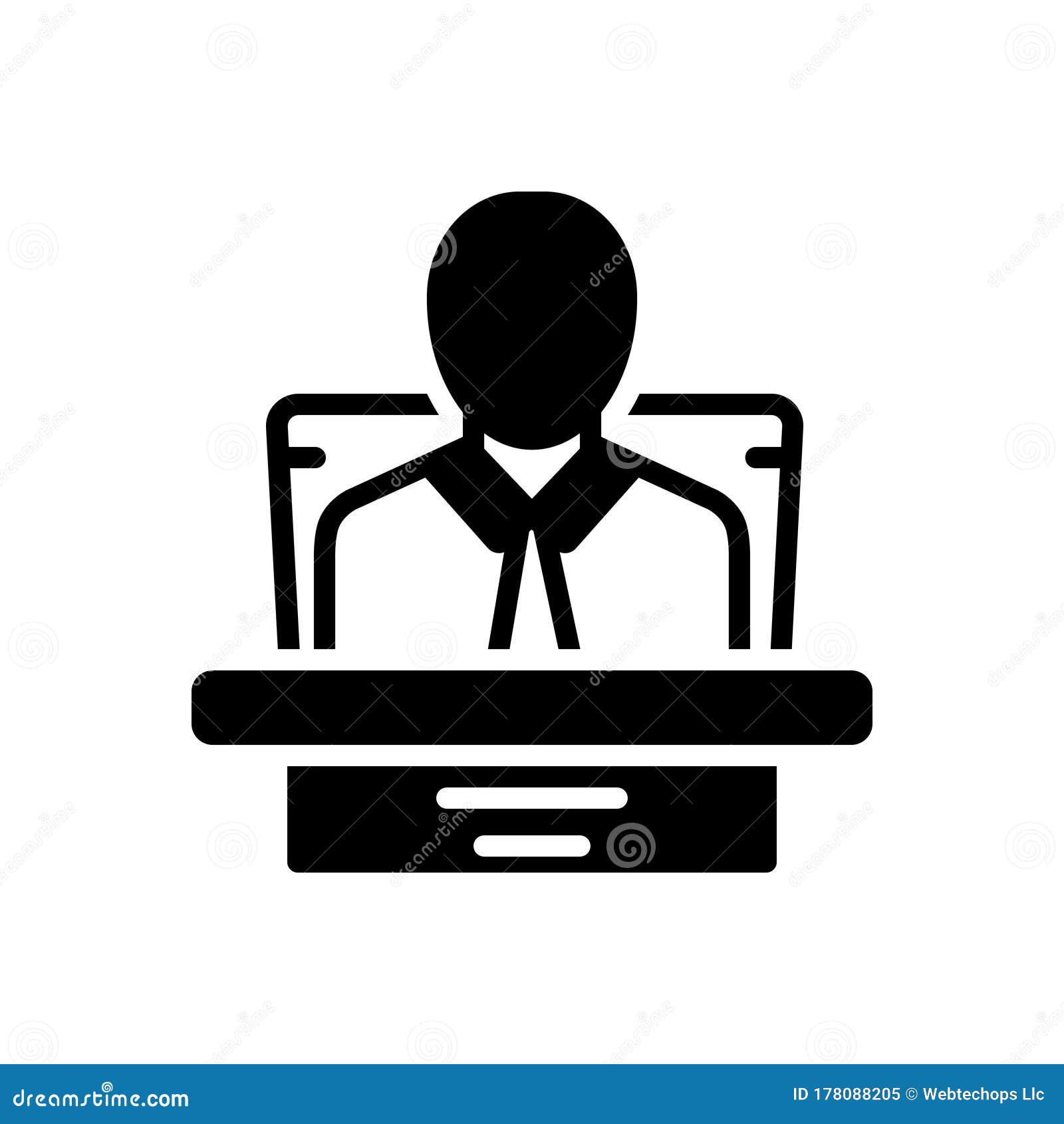 Black Solid Icon for Chairman, President and Leader Stock Vector ...