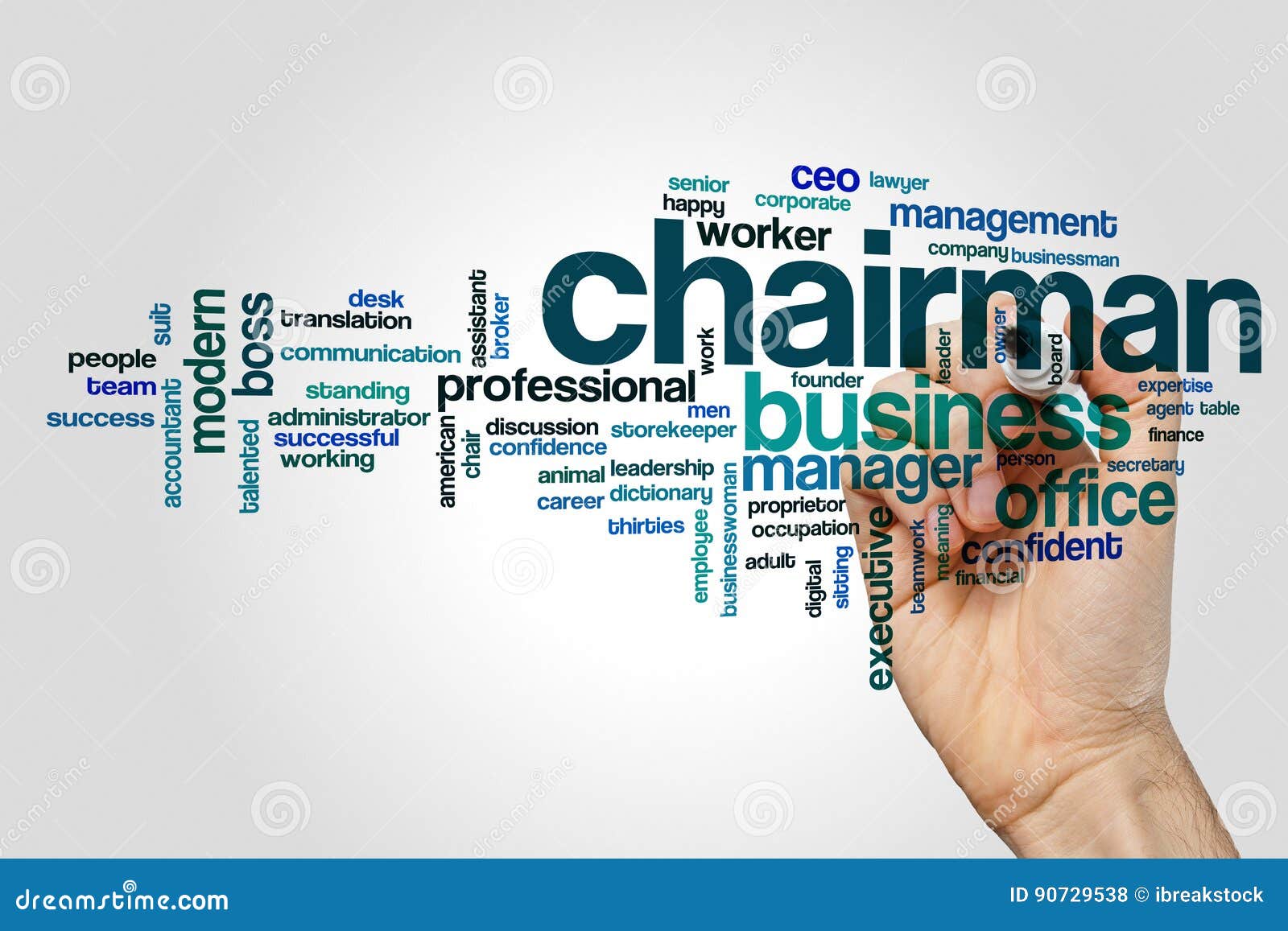 Chairman Word Cloud Concept on Grey Background Stock Photo - Image of ...