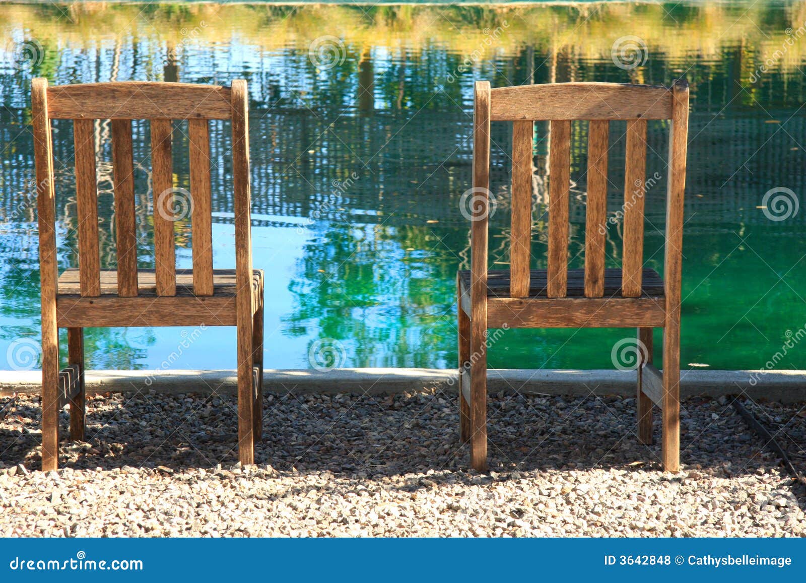 Chairs stock photo. Image of pond, feature, design, facing - 3642848
