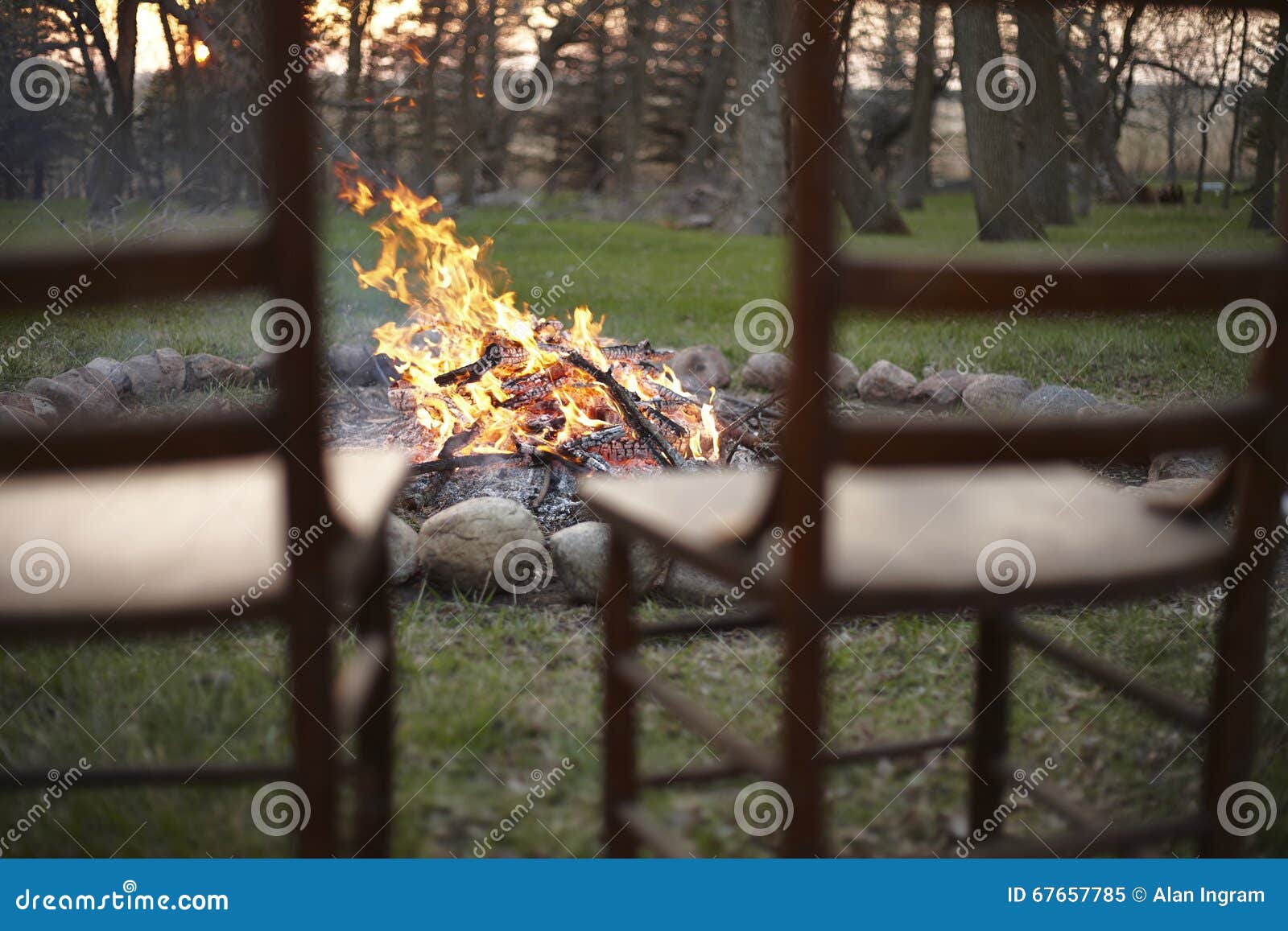 Chairs at the campfire stock image. Image of evening - 67657785