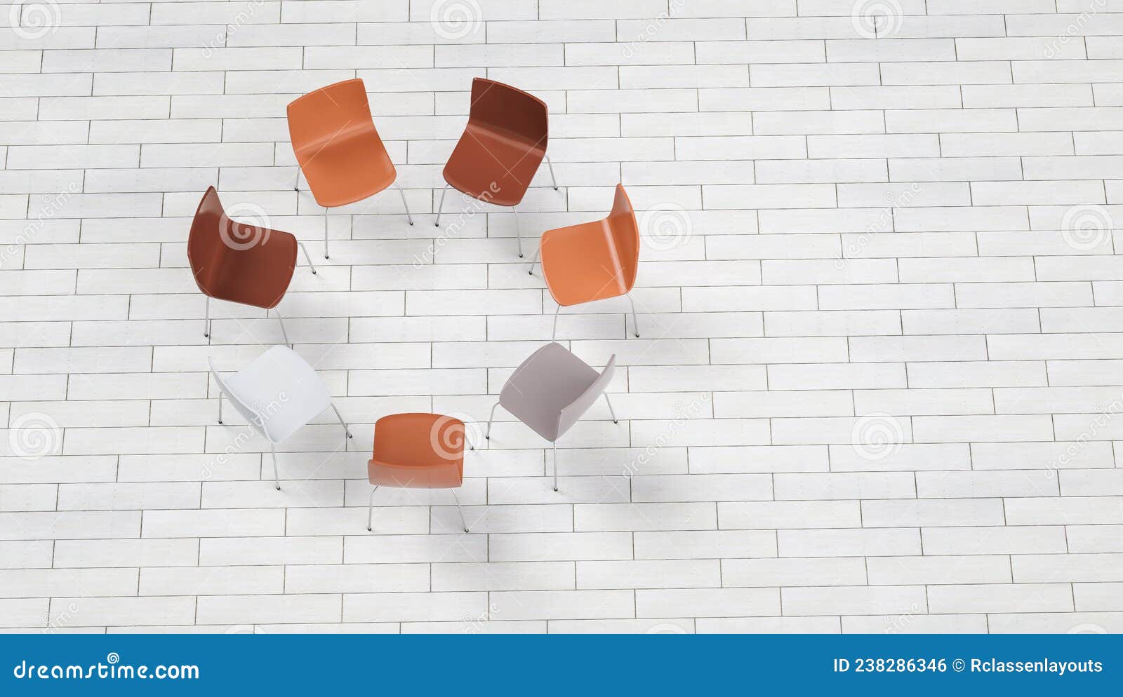 Chairs in a Circle - 3D Photorealistic Render Stock Illustration ...