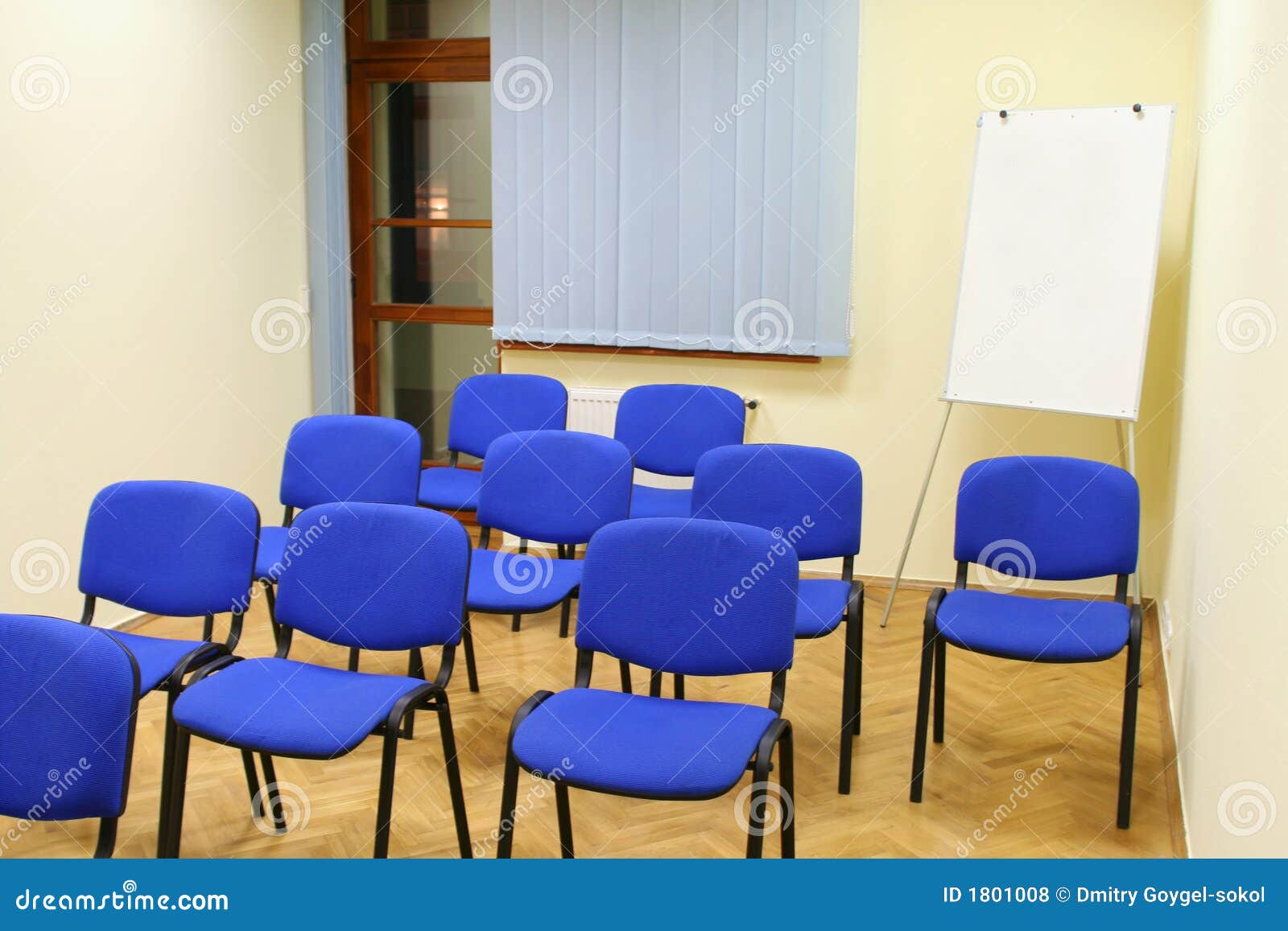 Chairs in the Classrom with Blackboard Behind Stock Photo - Image of ...
