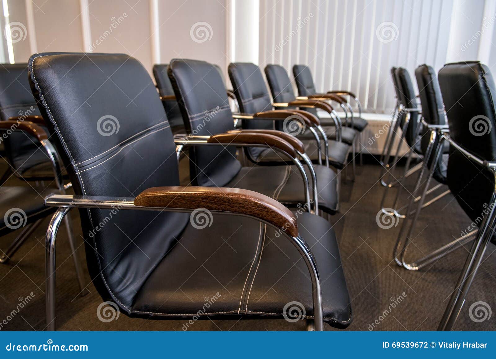 Chairs in conference room stock photo. Image of wooden - 69539672