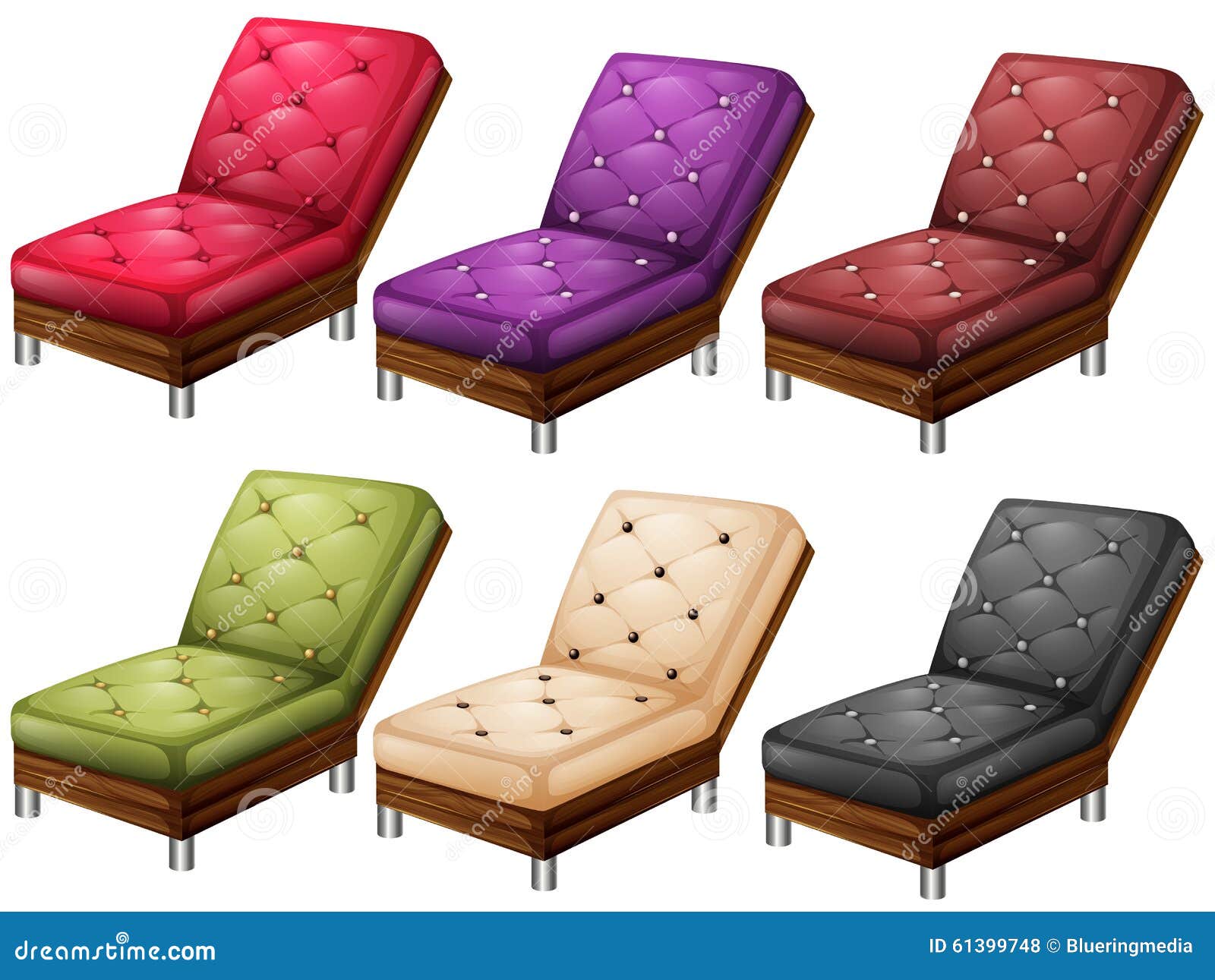 Chairs in different colors stock vector. Illustration of item - 61399748