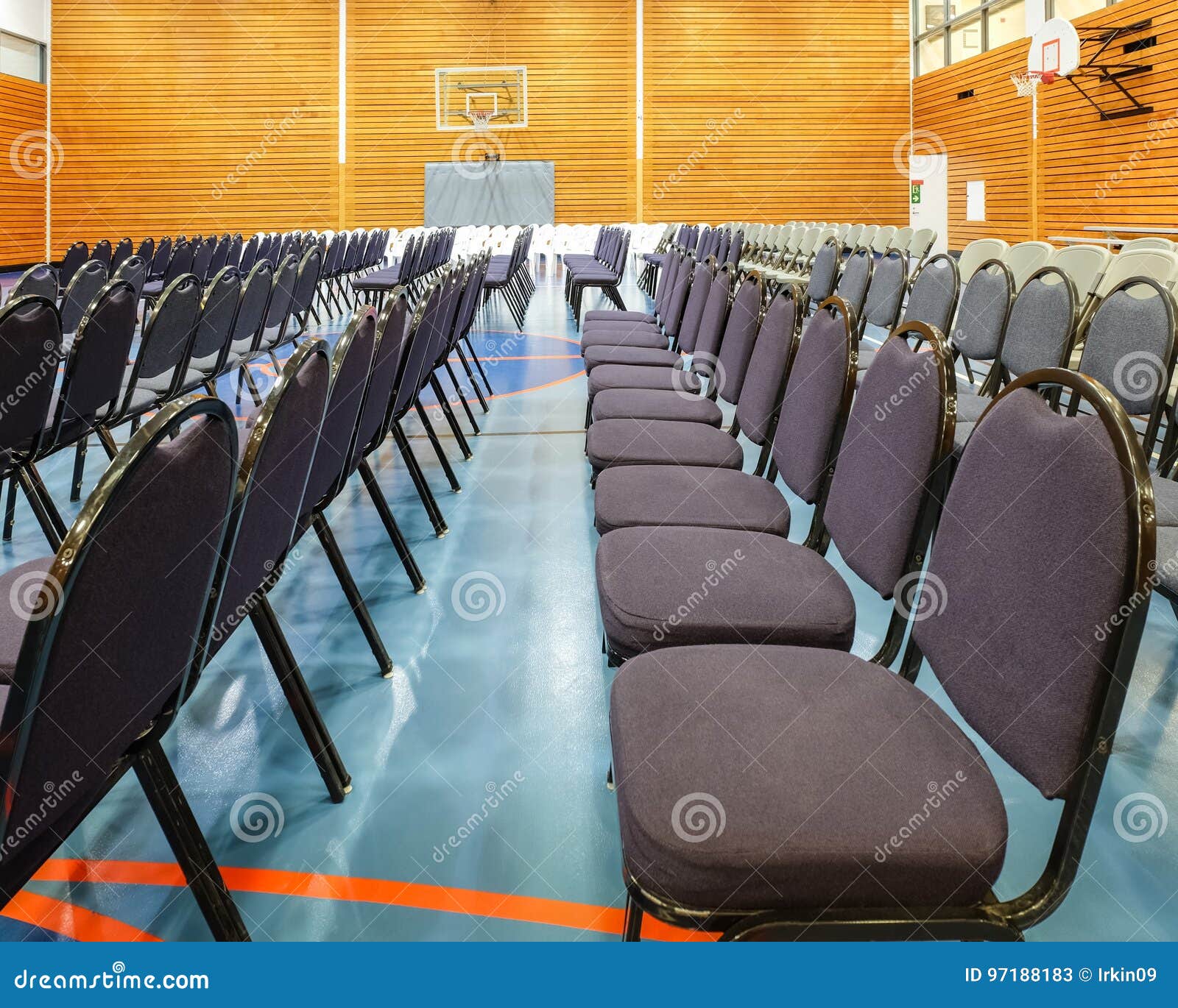 Chairs in a gym stock image. Image of education, group - 97188183