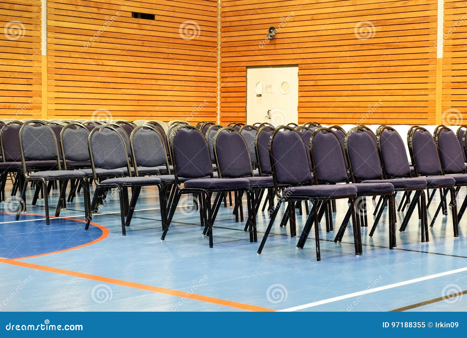 Chairs in a gym stock image. Image of audience, education - 97188355