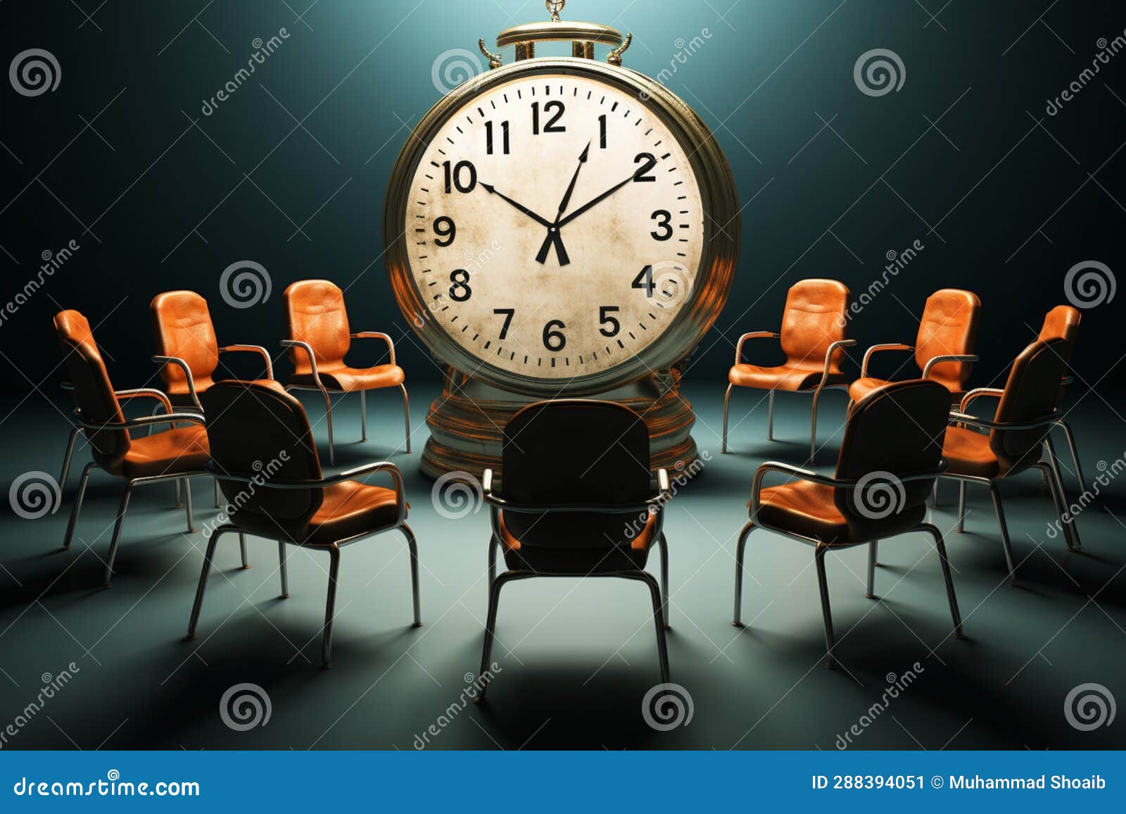 Chairs Meet Clock An Illustrative Rendering Creates A Unique And ...