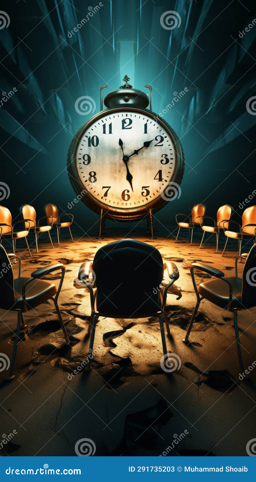 Chairs Meet Clock an Illustrative Rendering Creates a Unique and ...