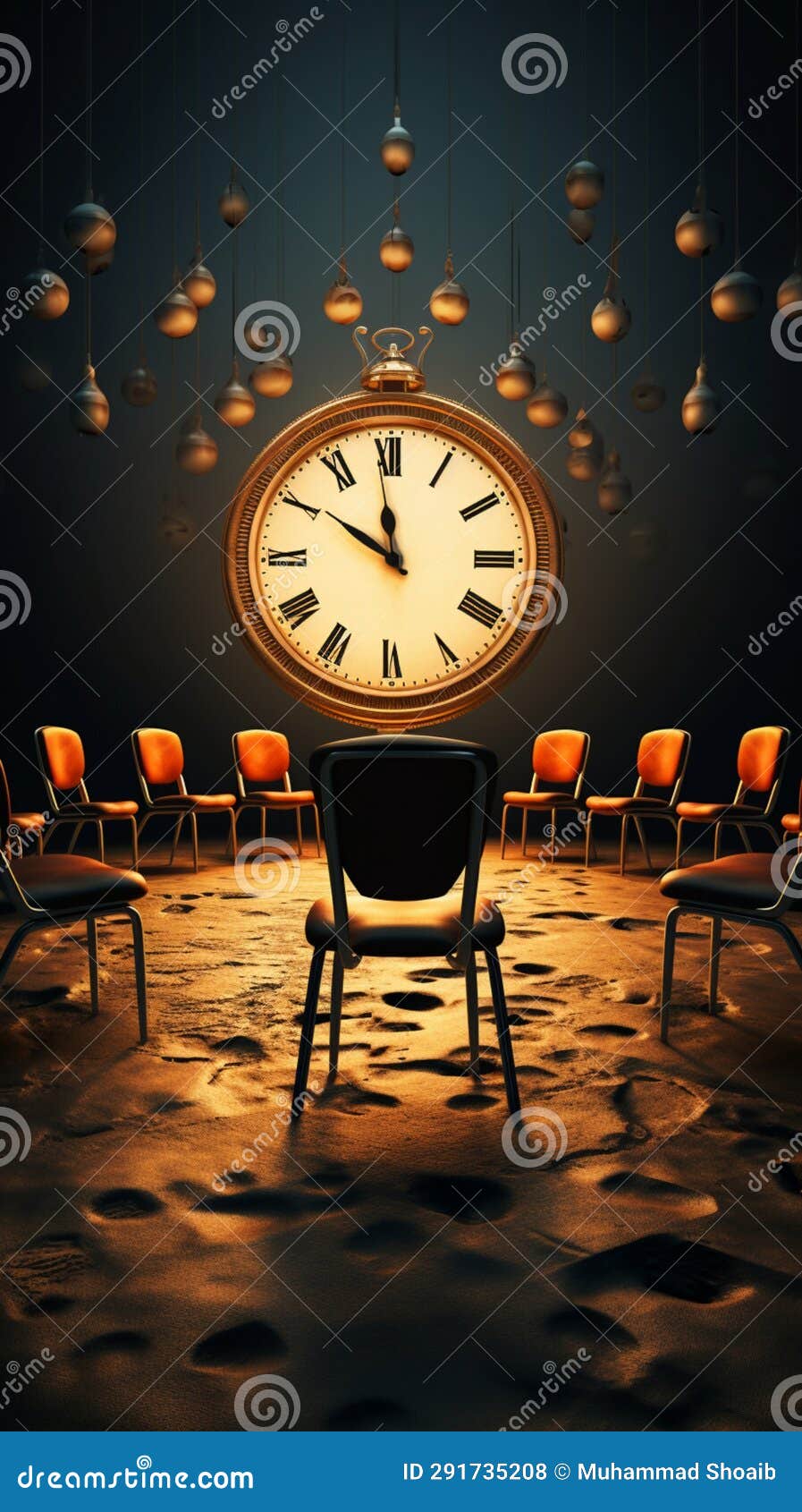 Chairs Meet Clock an Illustrative Rendering Creates a Unique and ...