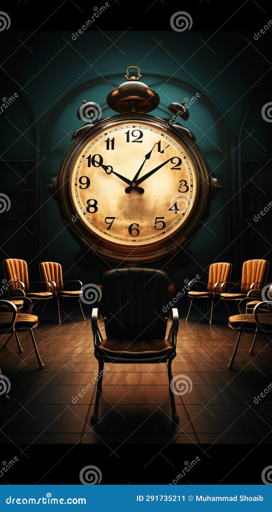 Chairs Meet Clock An Illustrative Rendering Creates A Unique And ...