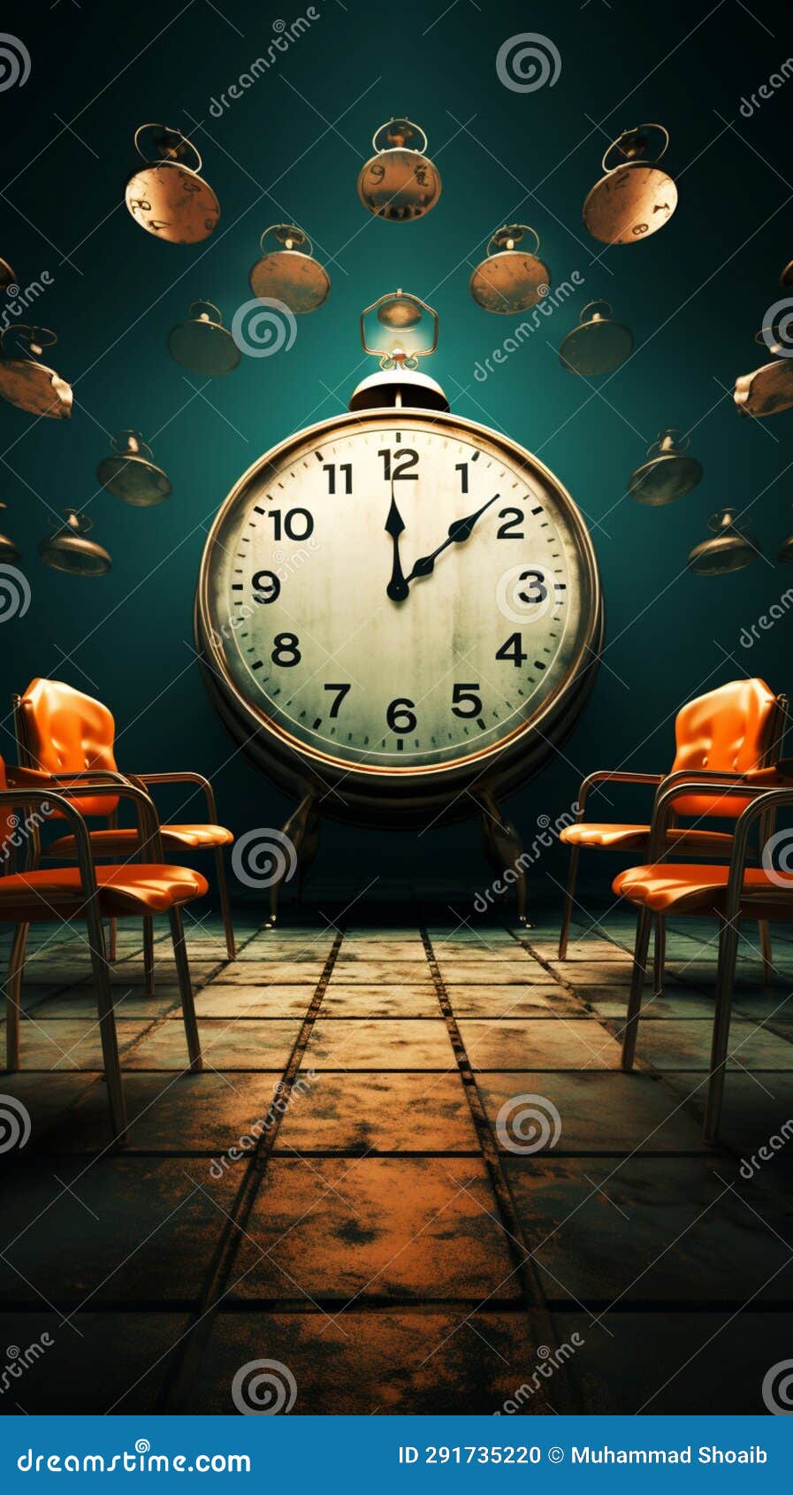 Chairs Meet Clock An Illustrative Rendering Creates A Unique And ...