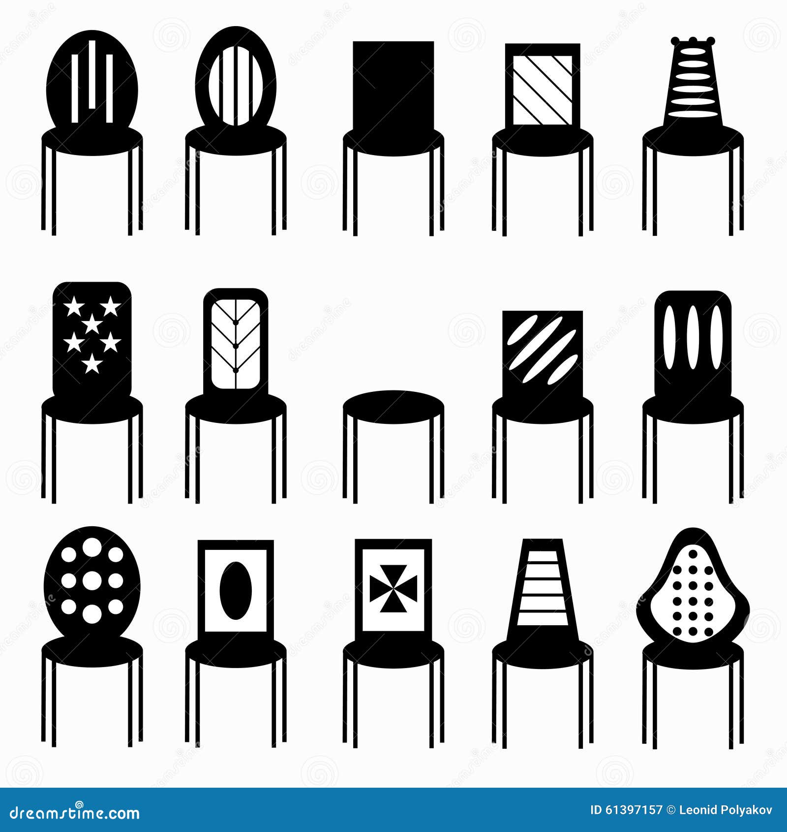 Chairs monochrome symbols stock vector. Illustration of domestic - 61397157