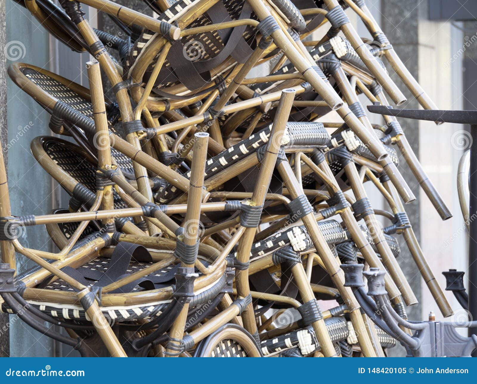 Pile of chairs stock image. Image of chair, sidewalk - 148420105