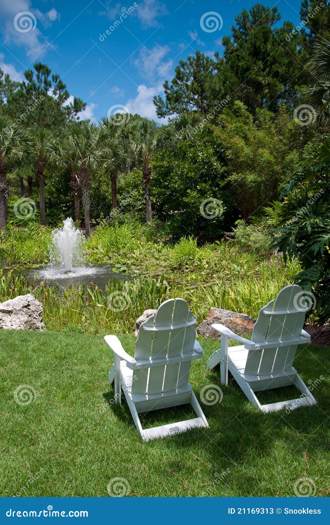 Chairs beside Pond stock image. Image of travel, relax - 21169313