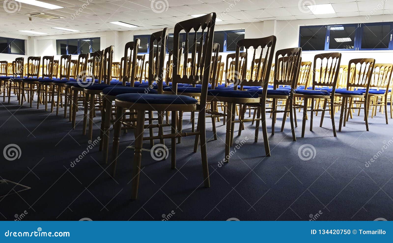 Chairs in a Row in Conference Room. Stock Photo - Image of floor ...